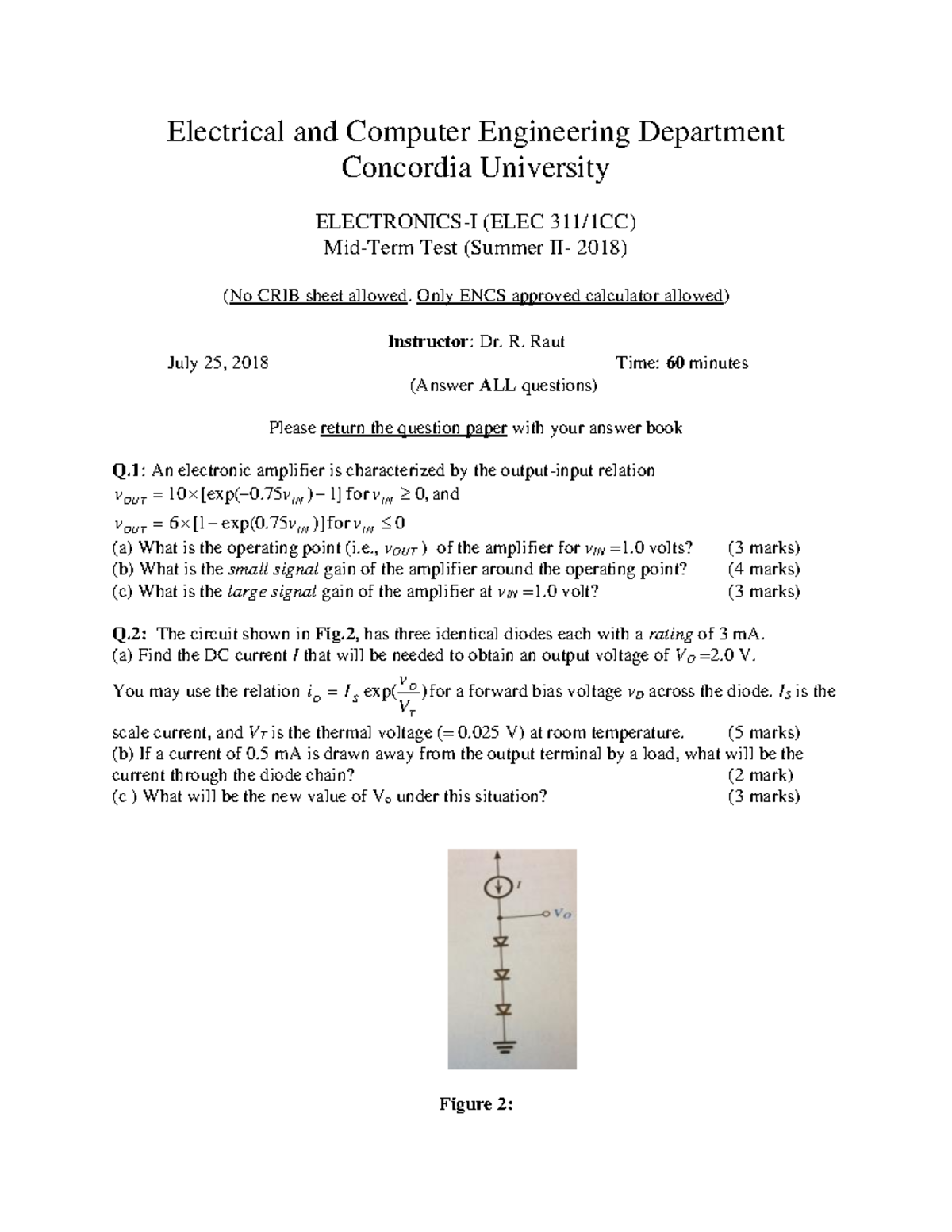 2018 Summer Mid1 Solution - Electrical and Computer Engineering Department Concordia University ...