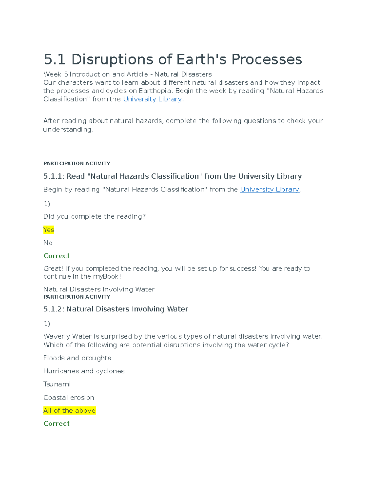 Assignment 5.1 disuption of earths processes - 5 Disruptions of Earth's ...