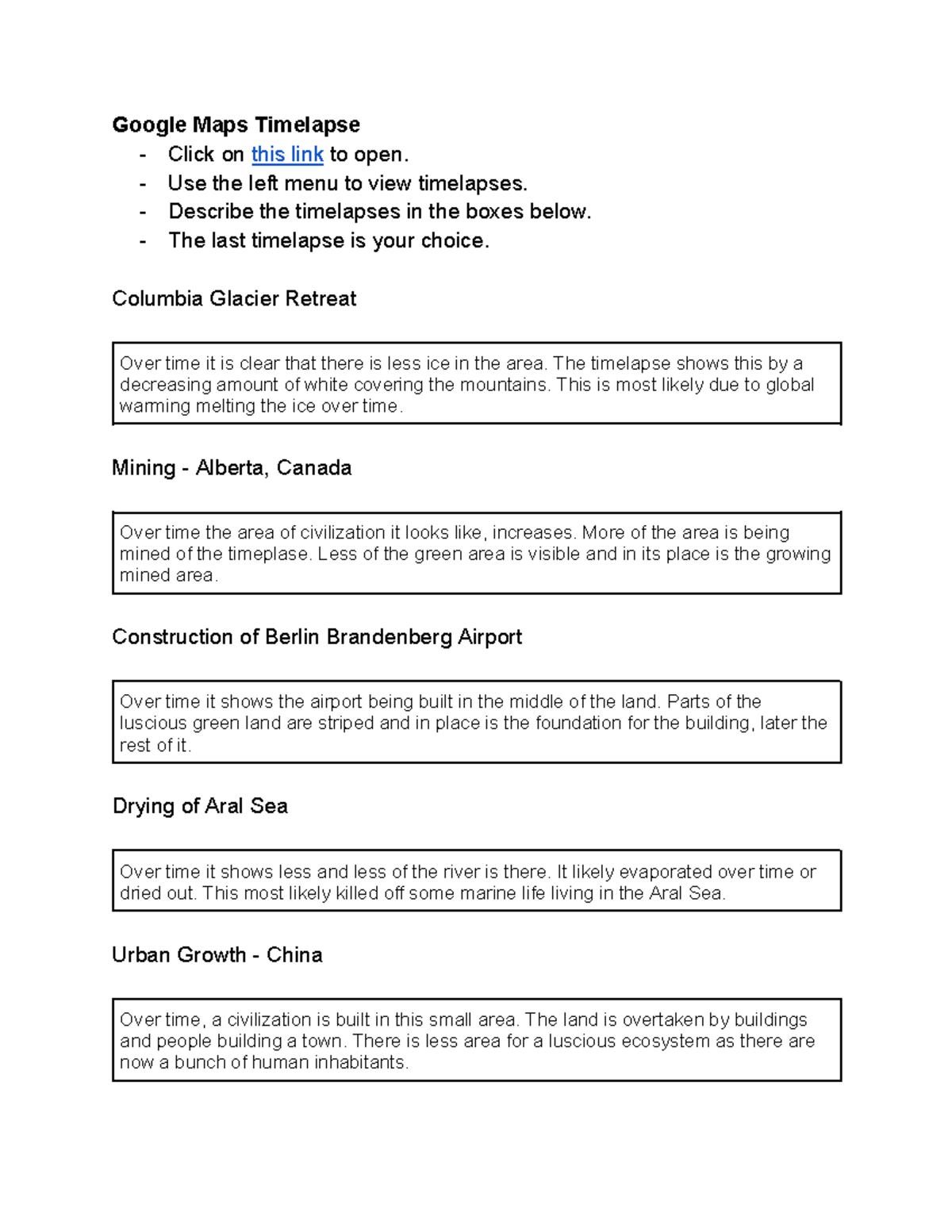 Unit 3B Explore 3 #2 - Google Maps Timelapse - Google Maps Timelapse ...