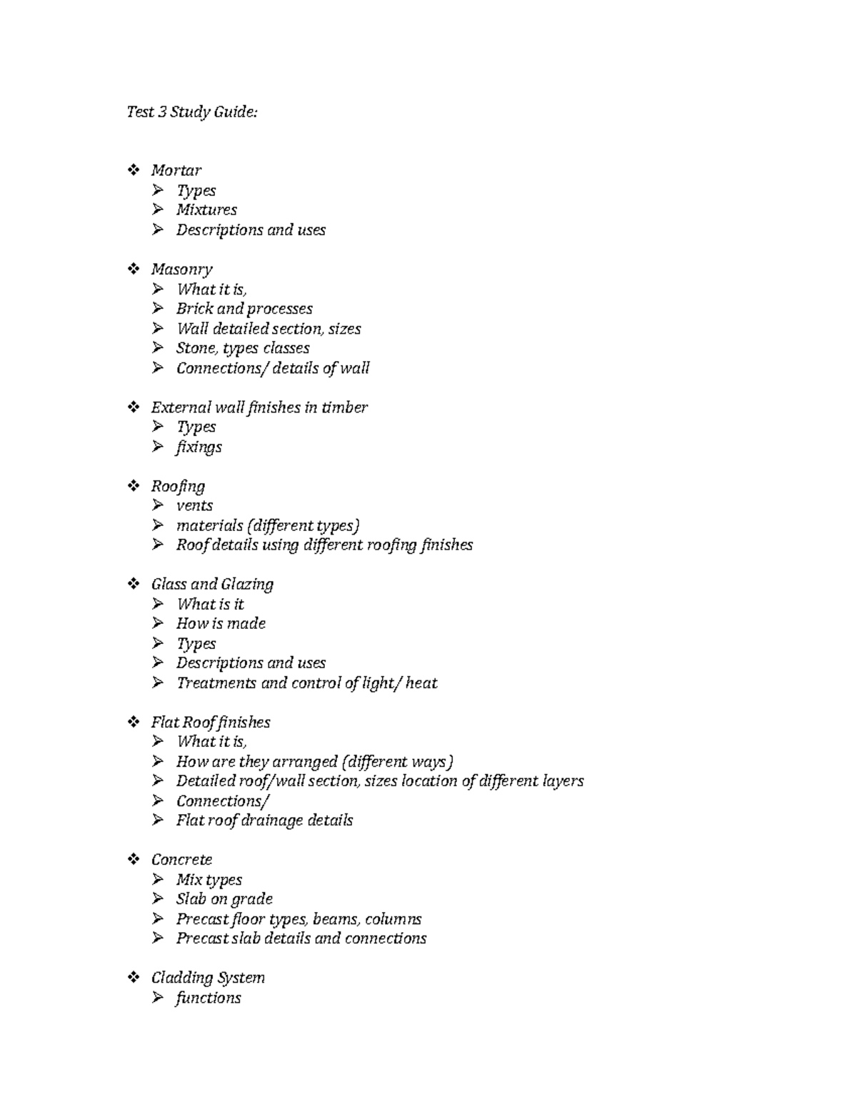 Study Guide Final - Test 3 Study Guide: Mortar Types Mixtures ...