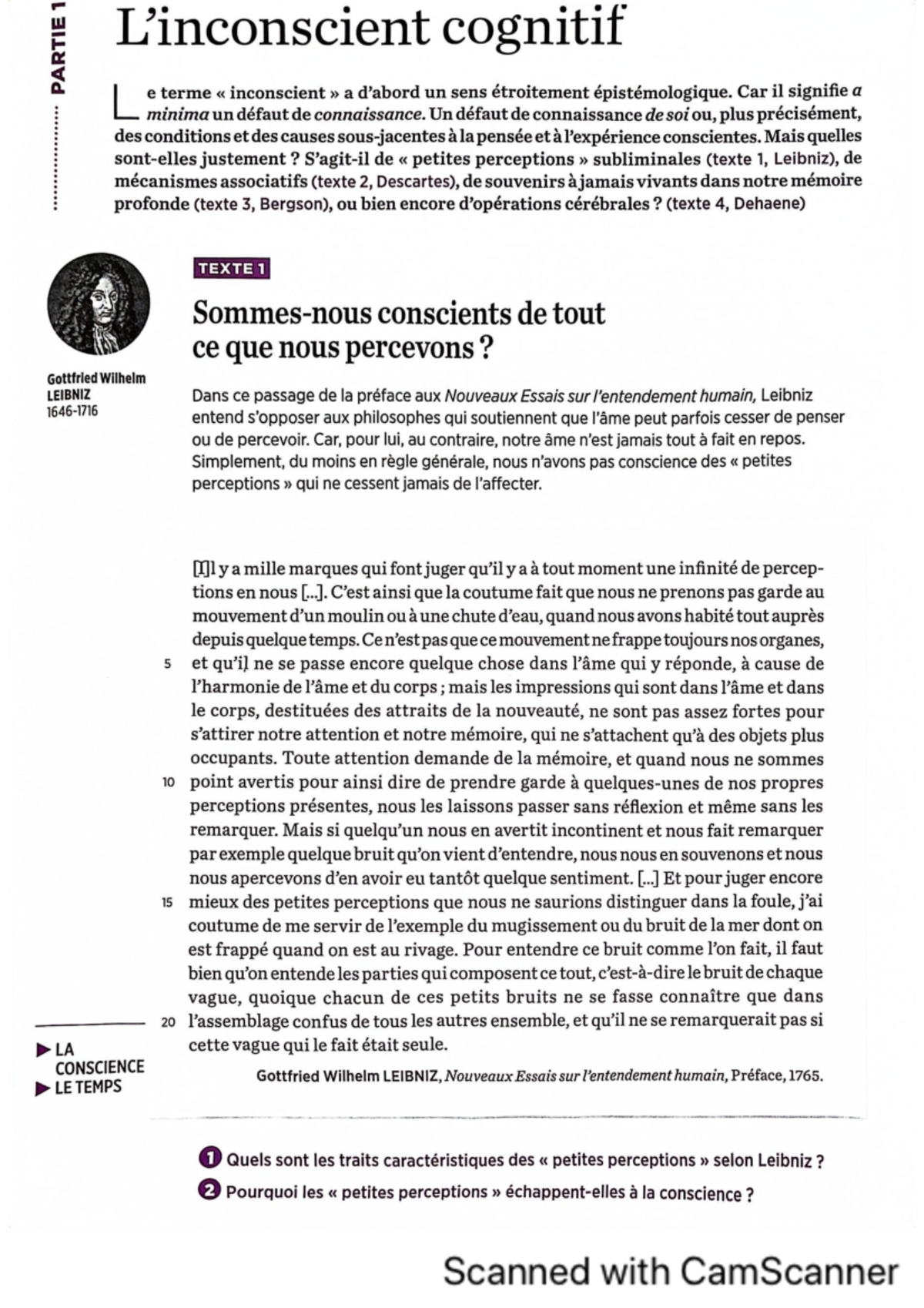 Leibniz Bergson inconscient - Philosophie - Studocu