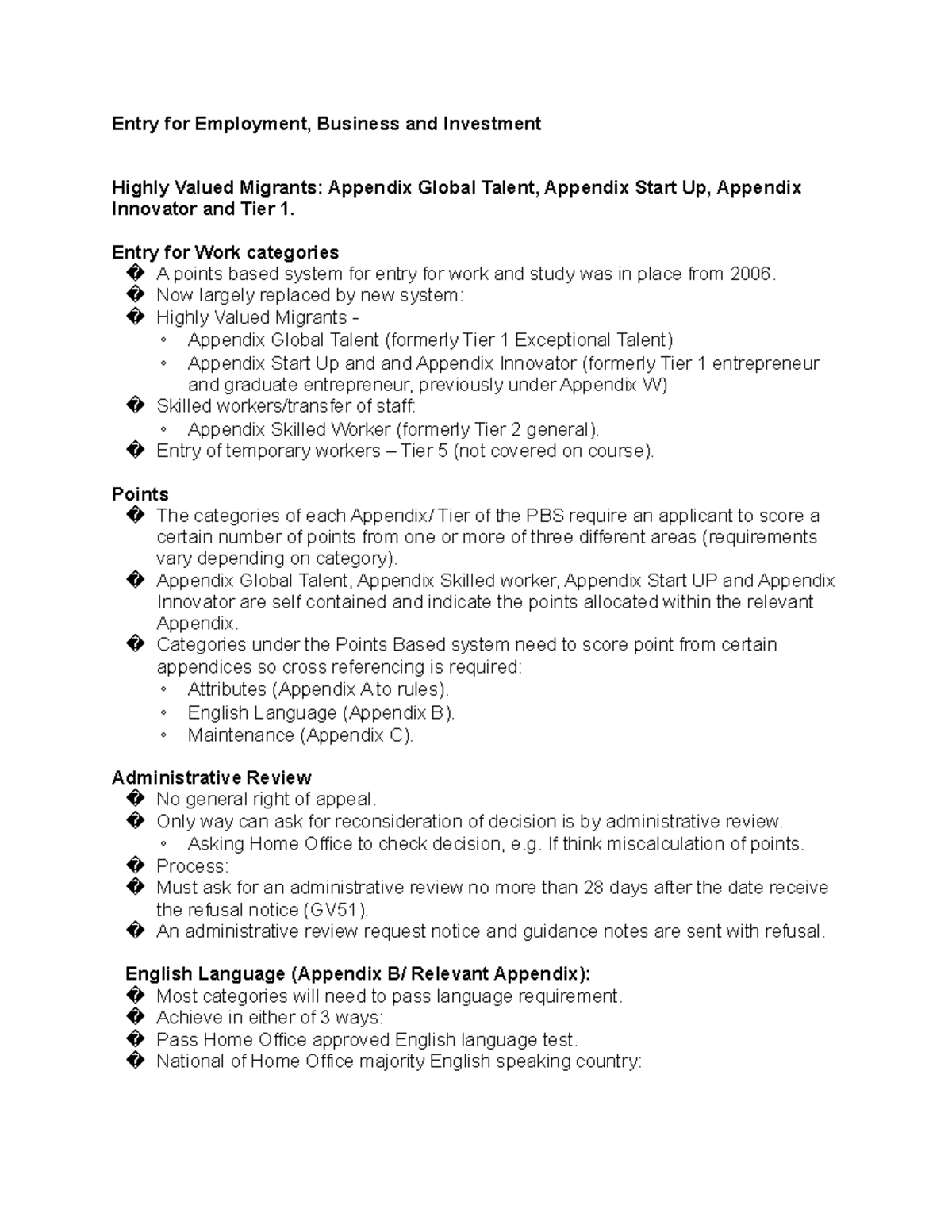 Entry for Employment, Business and Investment - Entry for Work ...