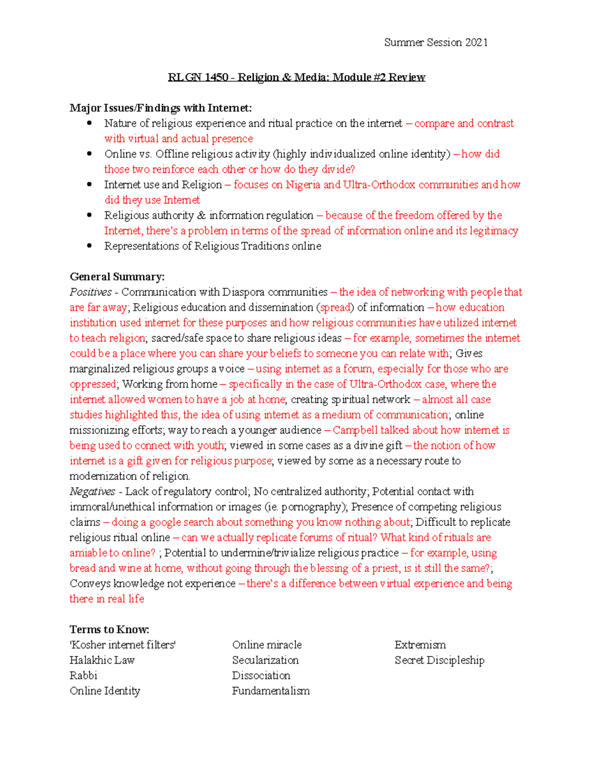 RLGN 1450 Module #2 Review questions with answers Summer 2021 - RLGN ...