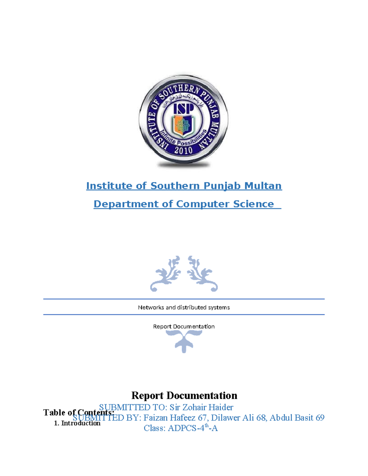 Networks and Distributed Systems Report - Institute of Southern Punjab ...