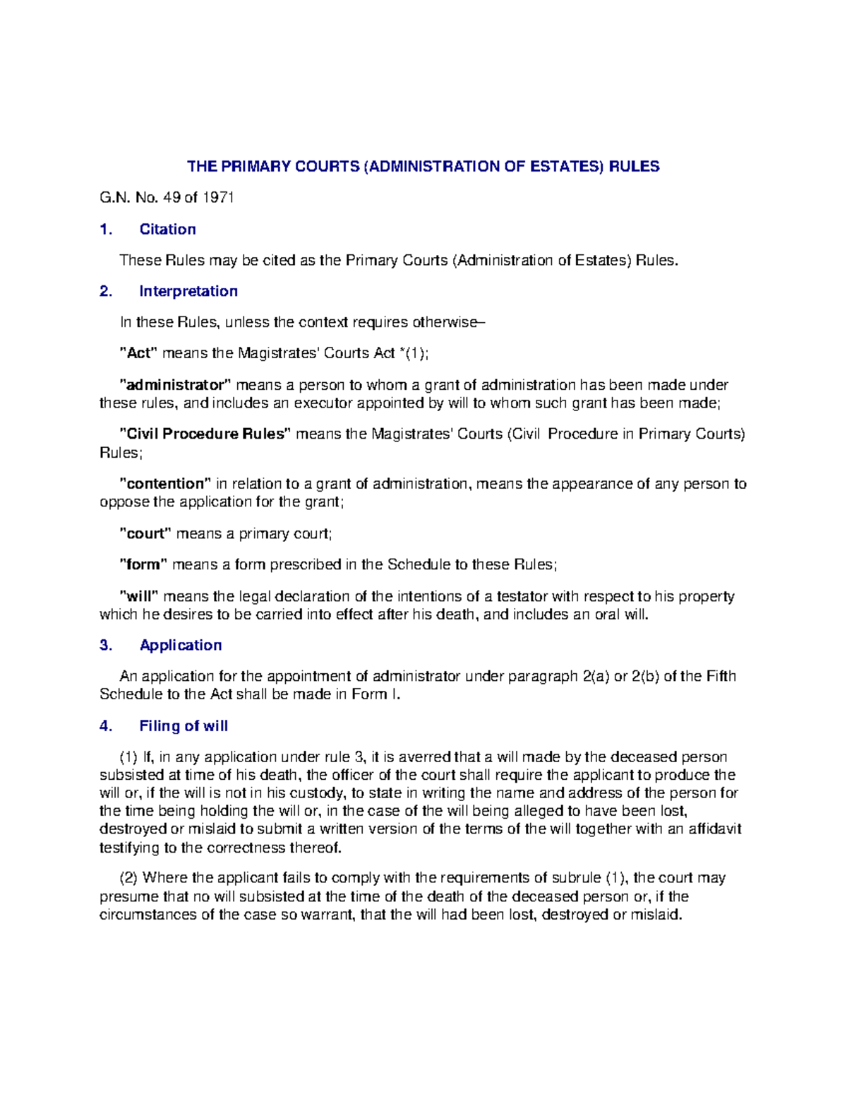 Primary Courts (Admin) Rules Zacharia Wakili Msomi - THE PRIMARY COURTS ...