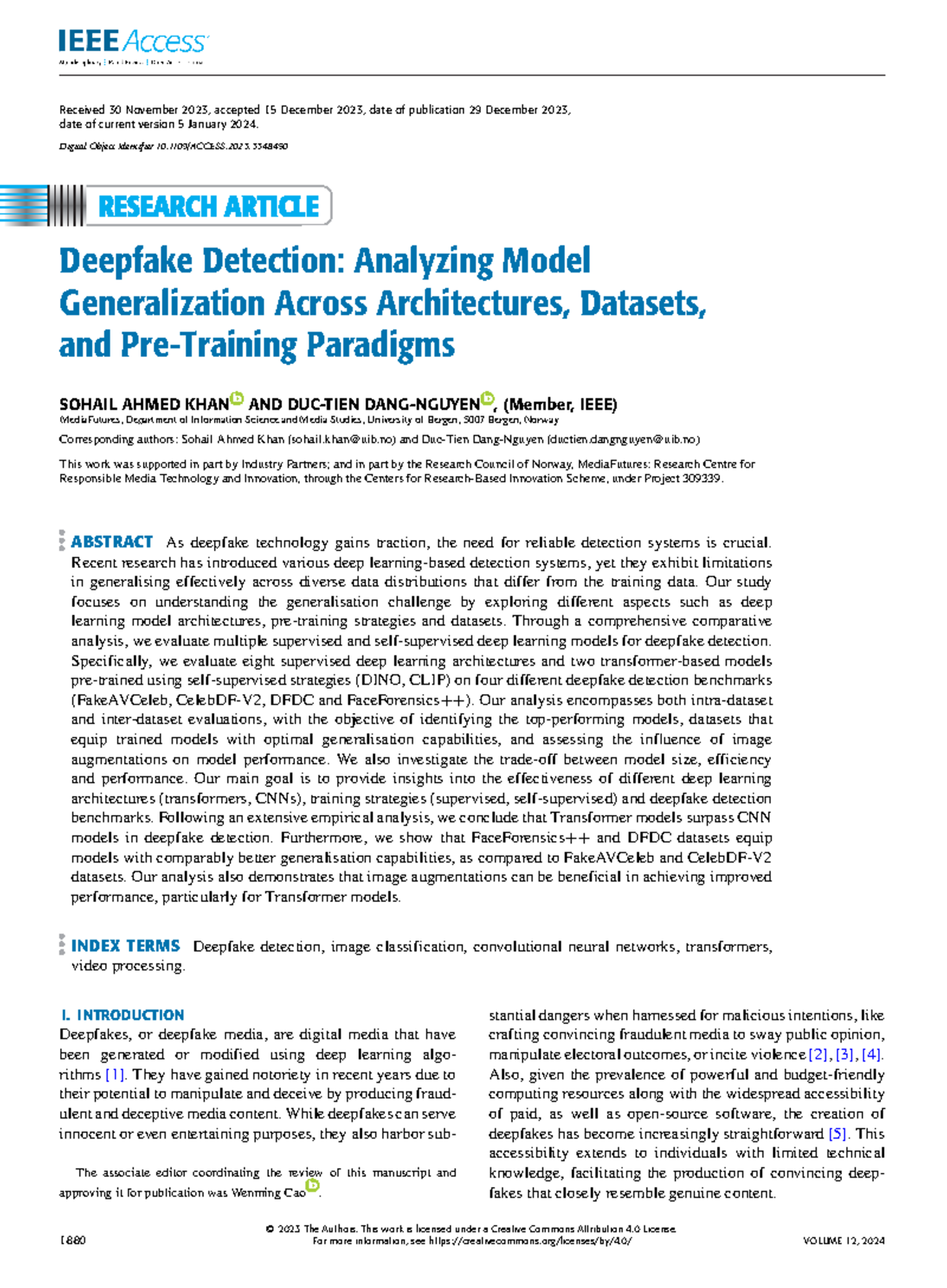 Deepfake Detection Analyzing Model Generalization Across Architectures Datasets And Pre Training