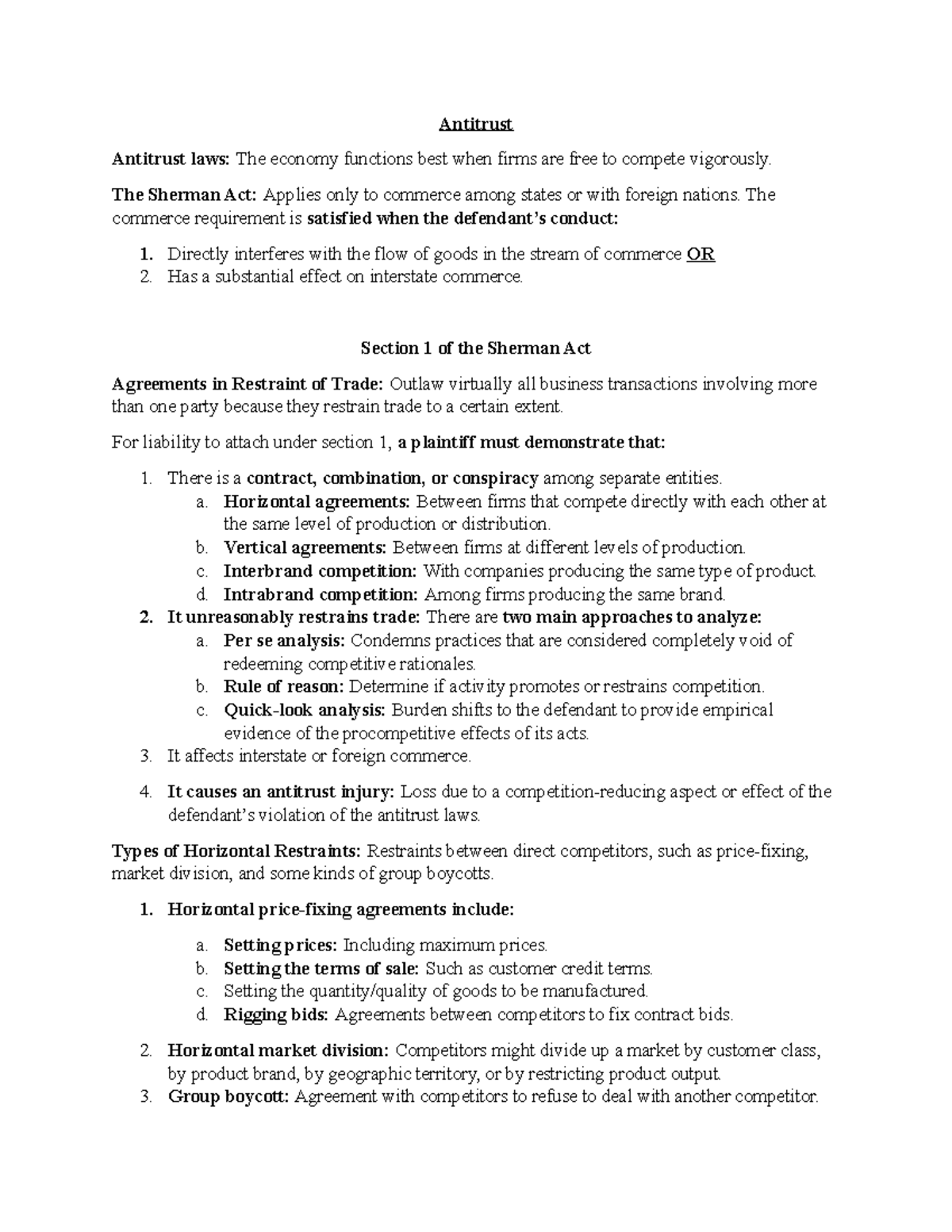 Chapter 16 - Instructor: William Hall - Antitrust Antitrust laws: The ...
