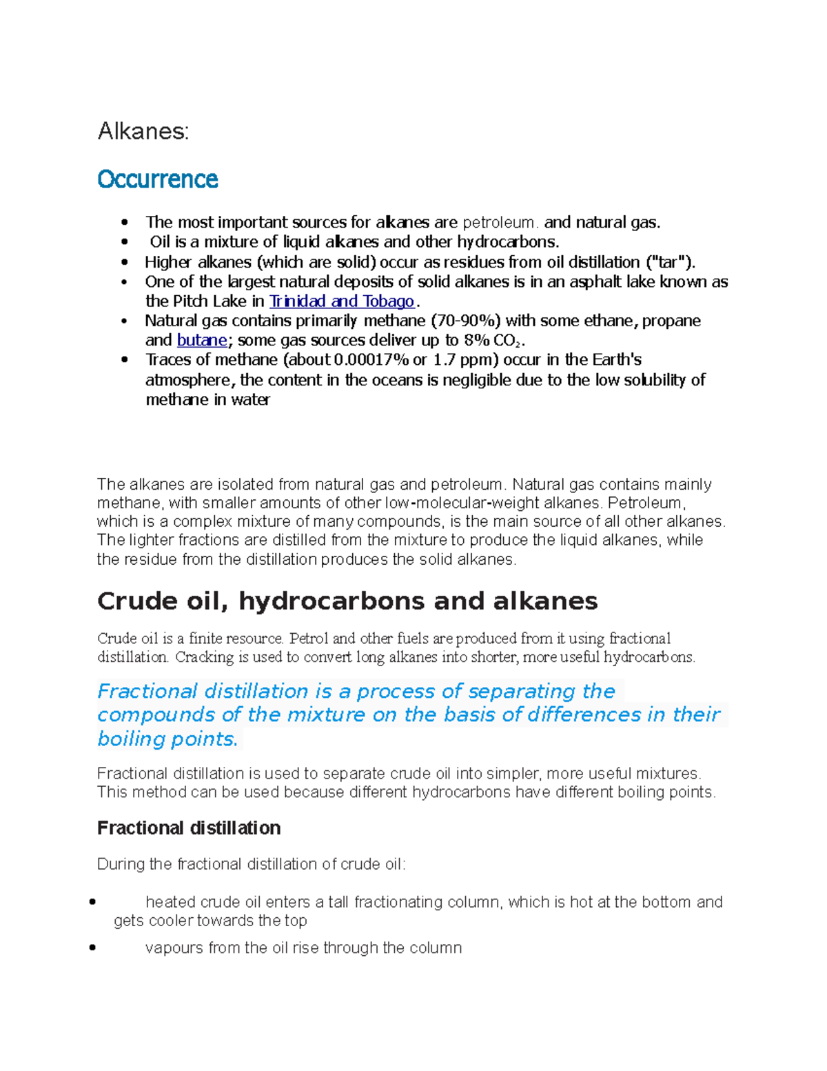 Fractional Distillation - Alkanes: Occurrence The most important ...