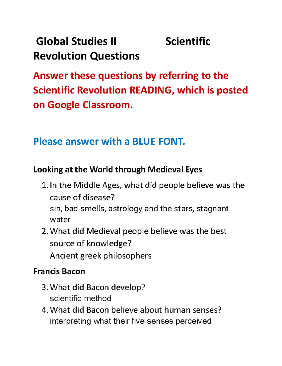 Global Scientific Rev - Global Studies II Scientific Revolution ...