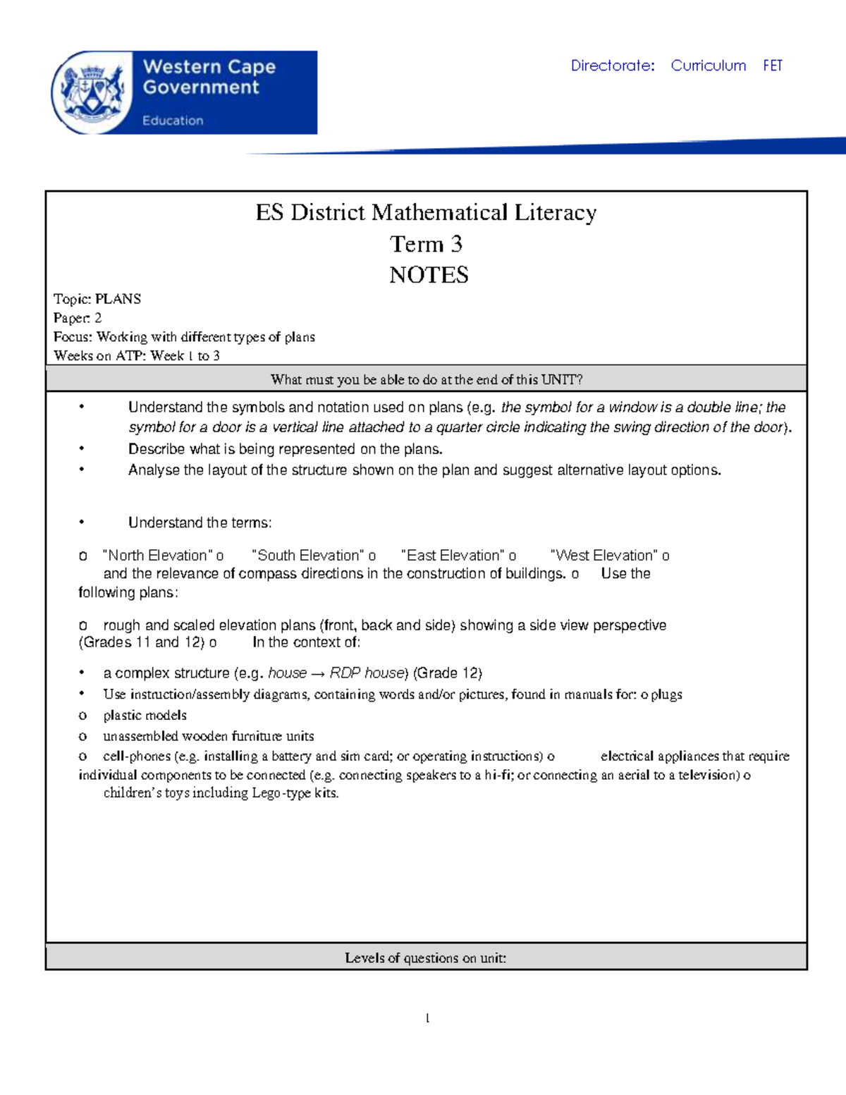 2024 Grade 12 Term 3 - Week 1,2- Plans 2023 ENG - ES District ...