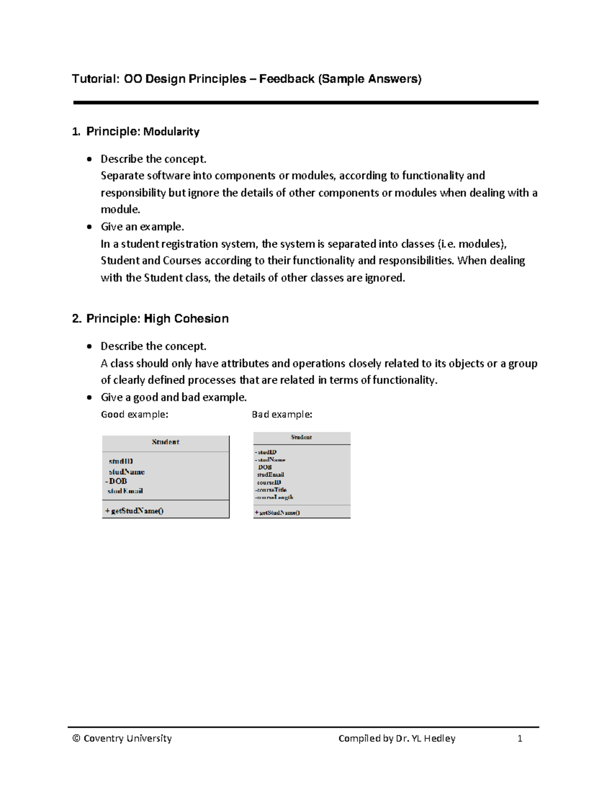 Tutorial - OO Design Principles - Feedback - Tutorial: OO Design ...