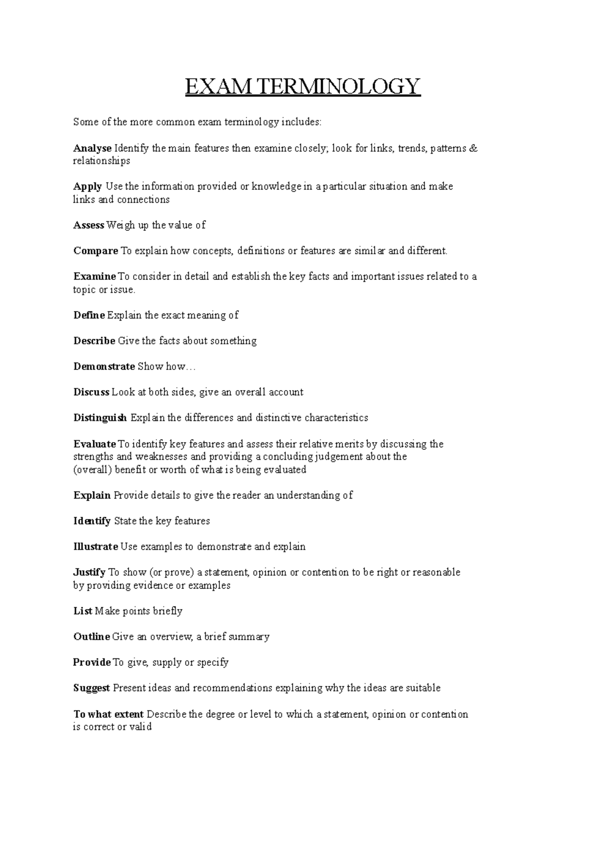 EXAM Terminology - Lecture notes 1-4 - EXAM TERMINOLOGY Some of the ...
