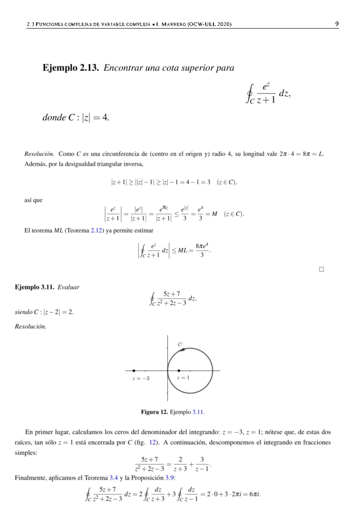 DOc de ejercicios integrales complejas-1 - 2 F2 F2 F UNCIONES COMPLEJAS ...