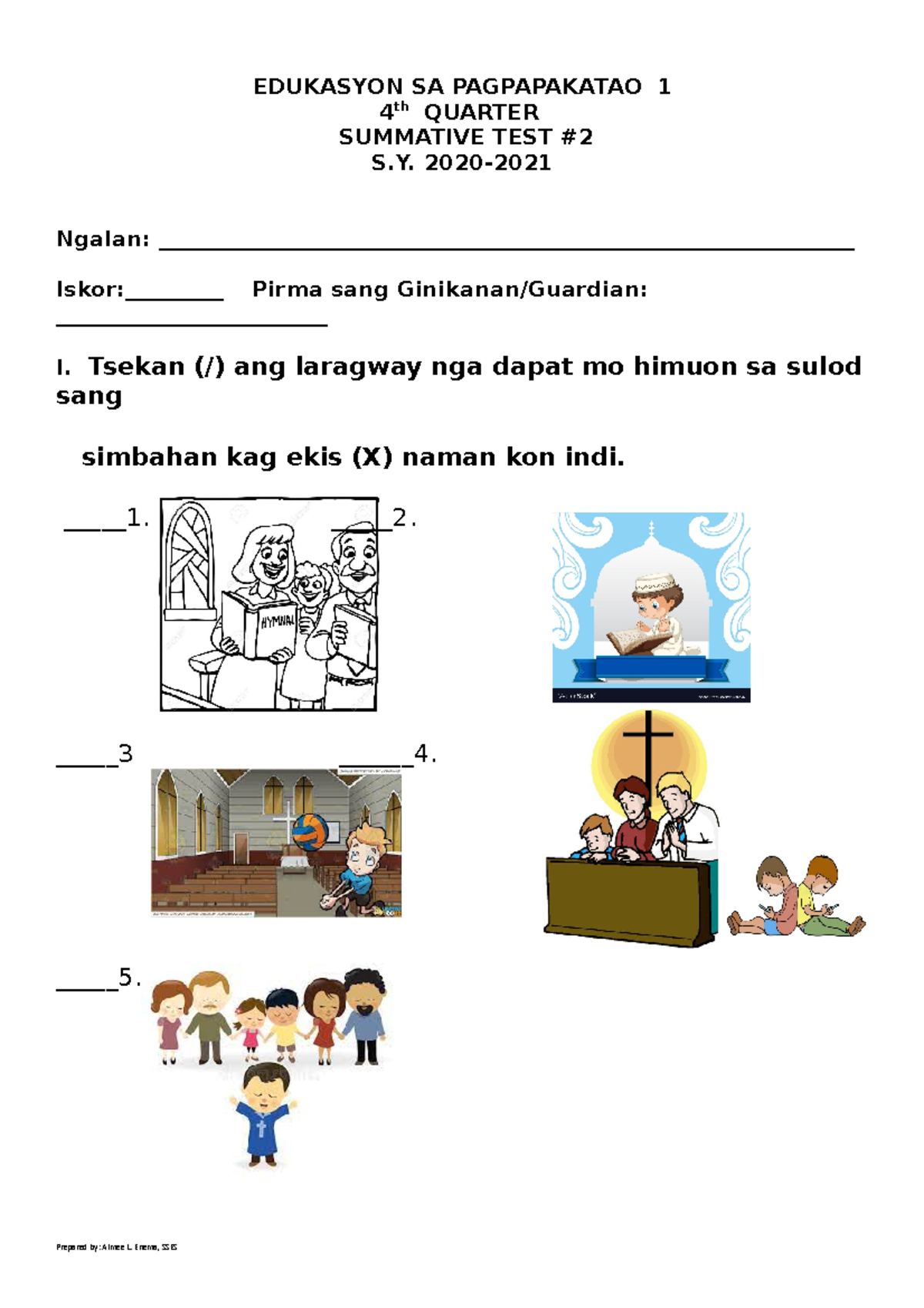 Es P 4th QR 2nd SUM TEST - SUMMATIVE TESTS - EDUKASYON SA PAGPAPAKATAO ...