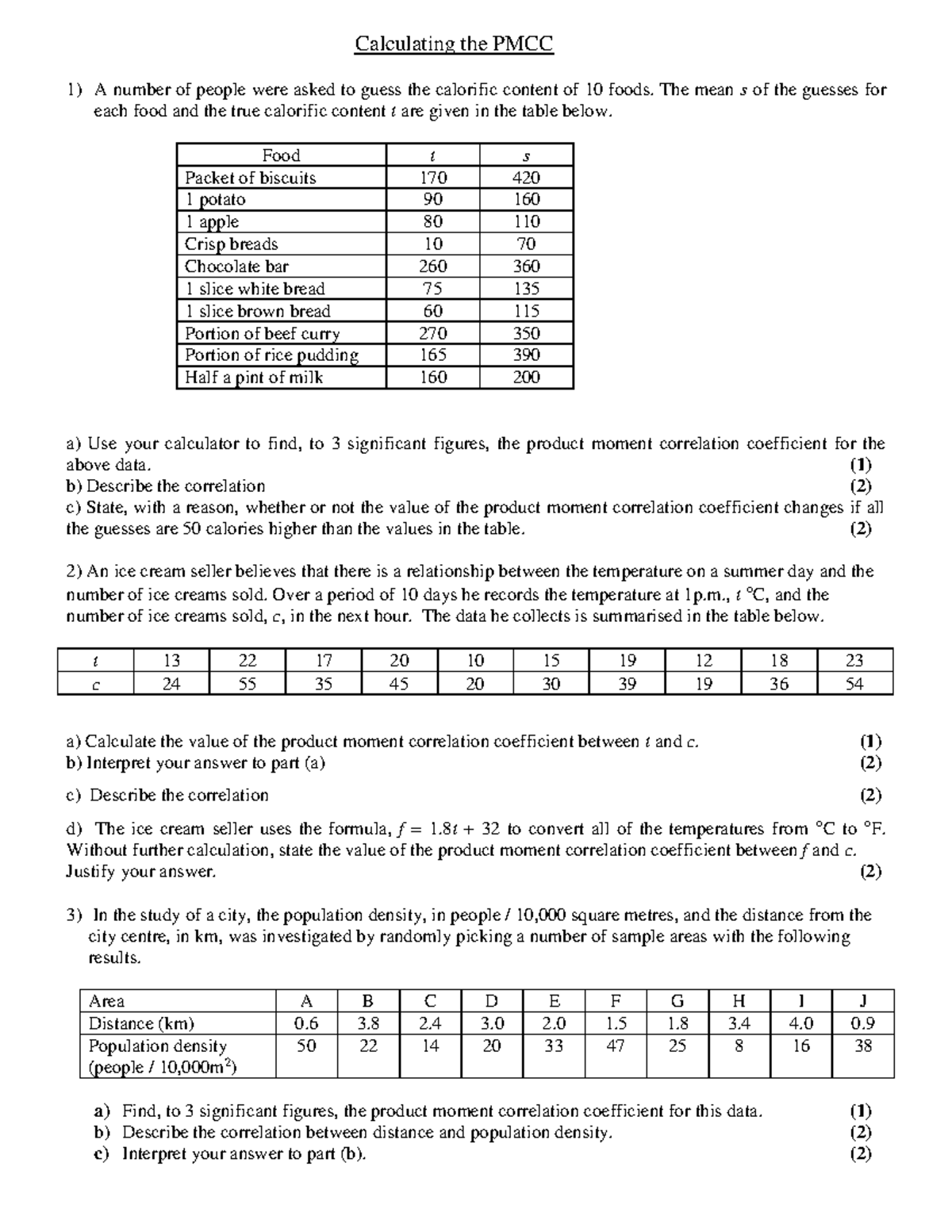 PMCC Worksheet - Please - Calculating the PMCC A number of people were ...