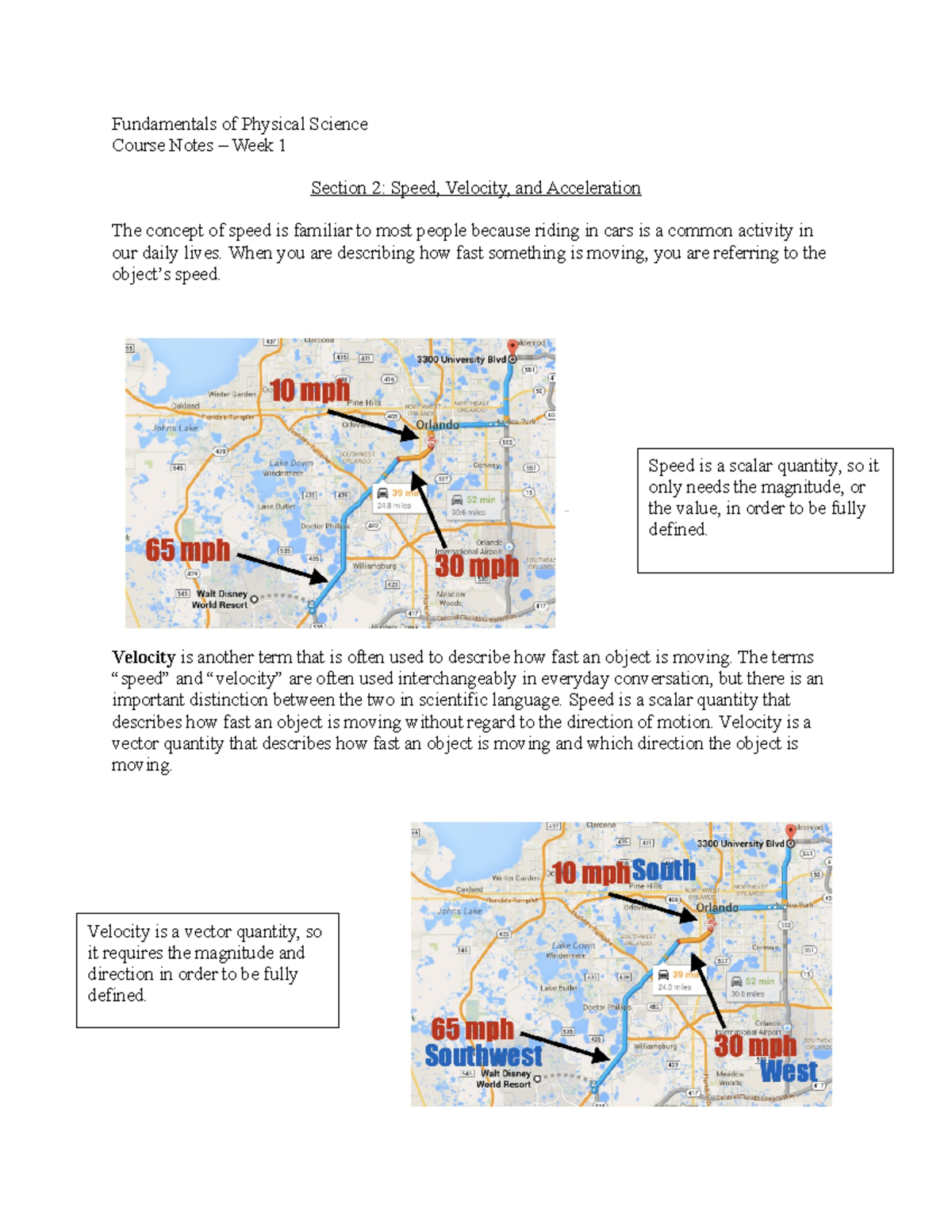 Fundamentals of physical science - Speed, Velocity, & Acceleration ...