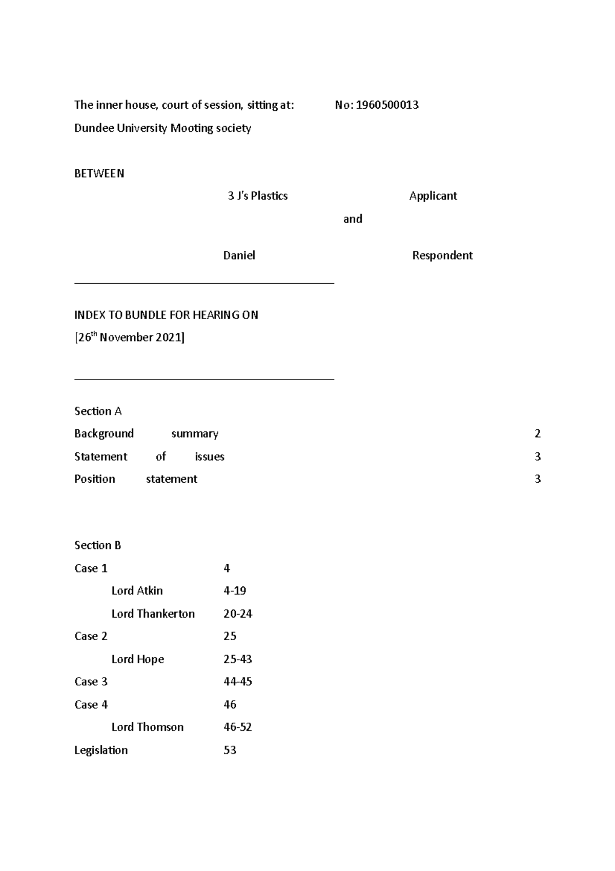 Mooting Bundle for duty of care - LW40002 - Dundee - Studocu