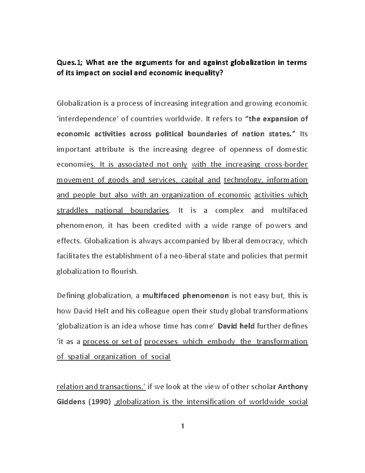 1 - there are some basic questions regarding globalization. - Ques ...