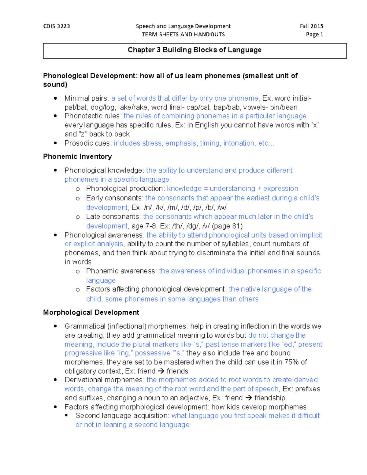 Ch 3 - Lecture notes Ch 3 - CDIS 3223 Speech and Language Development ...