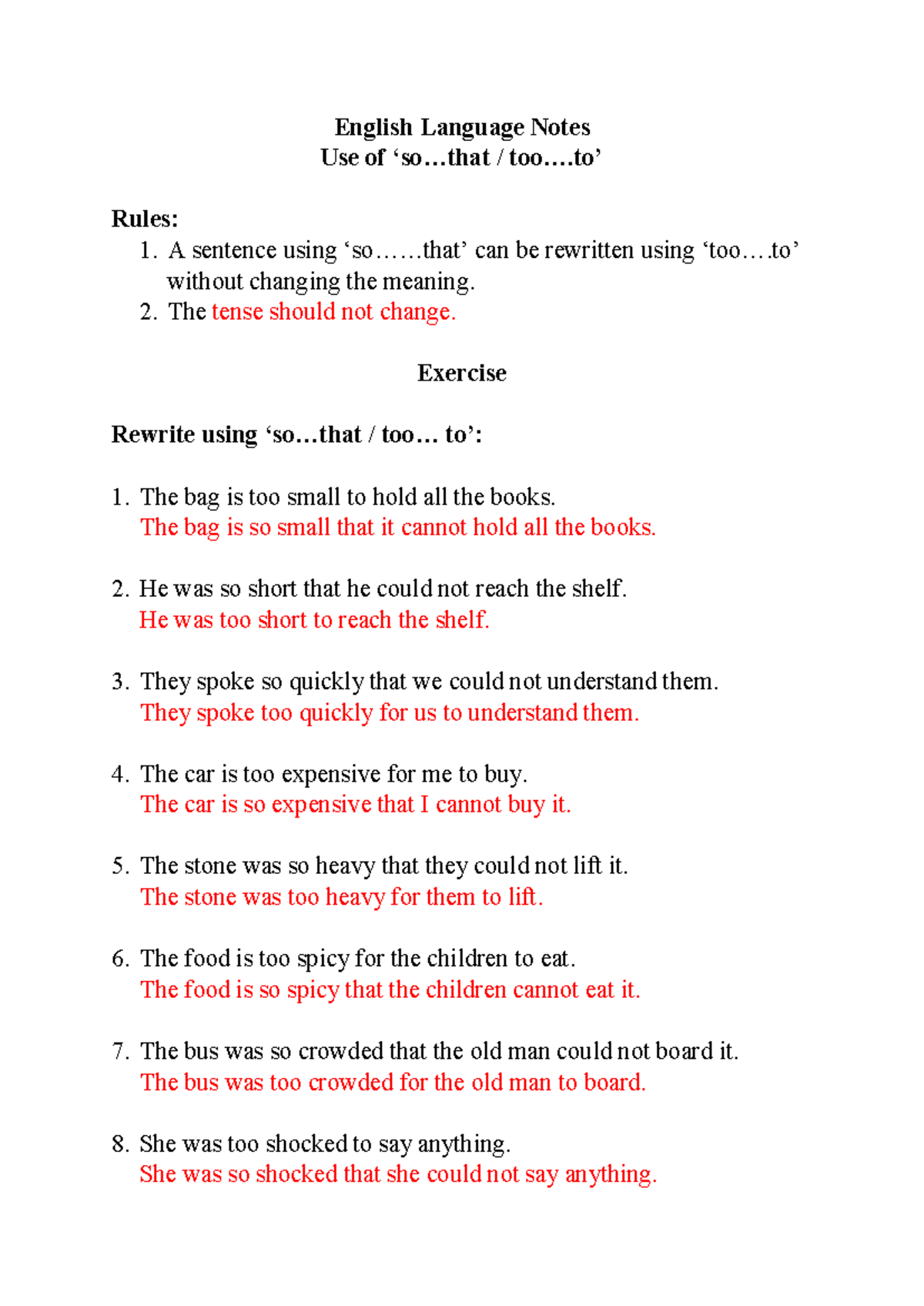 EL - Use of - 'so ....that too.... to - English Language Notes Use of ...