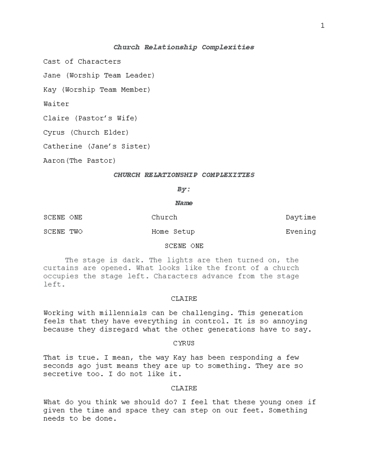 Church Relationship Complexities 2 - The lights are then turned on, the ...