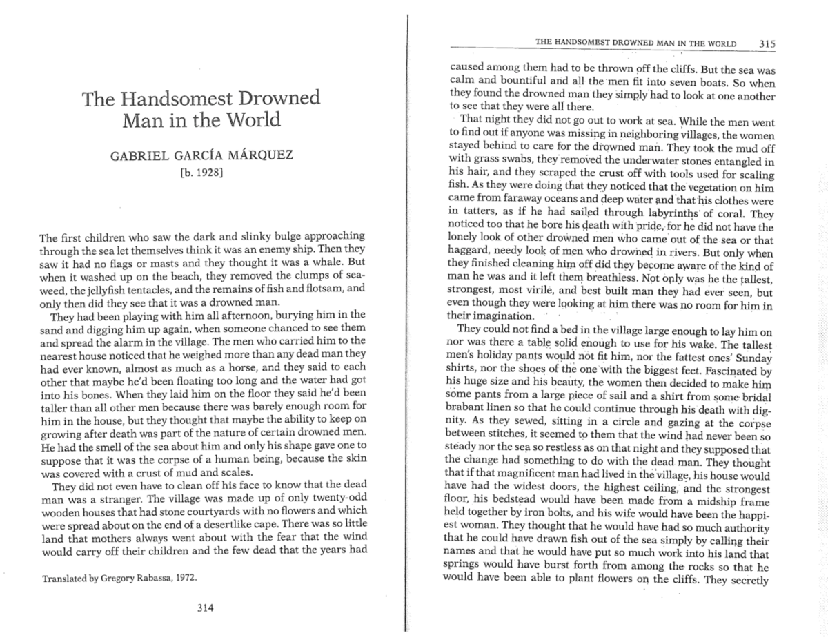 The Handsomest Drowned Man in the World - Studocu