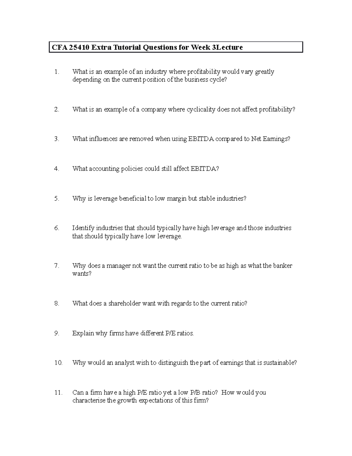25410 CFA extratutorial Questions W3 Analyse Profitability 1 lecture - CFA 25410 Extra Tutorial ...