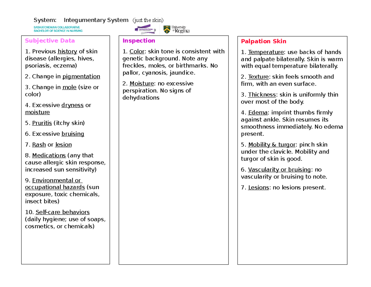 Ax Map Integumentary System 2 - System: Integumentary System (just the ...