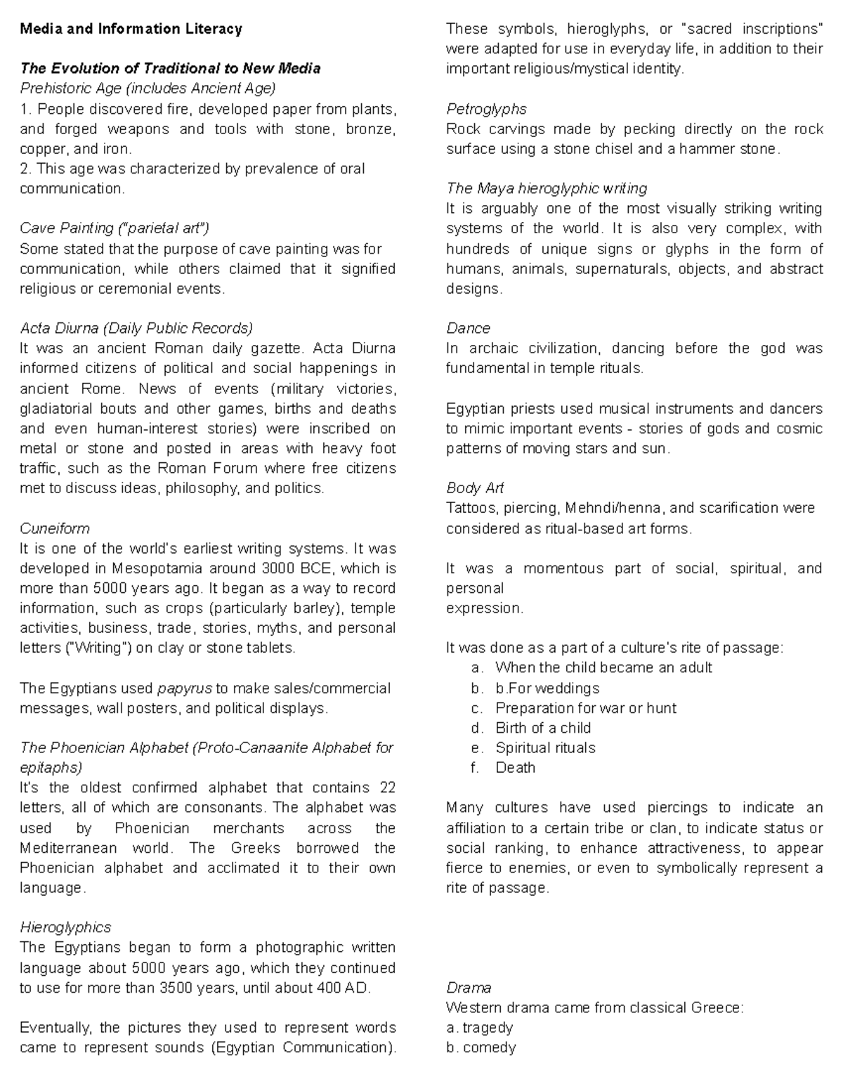 Media and Information Literacy Notes - Media and Information Literacy ...