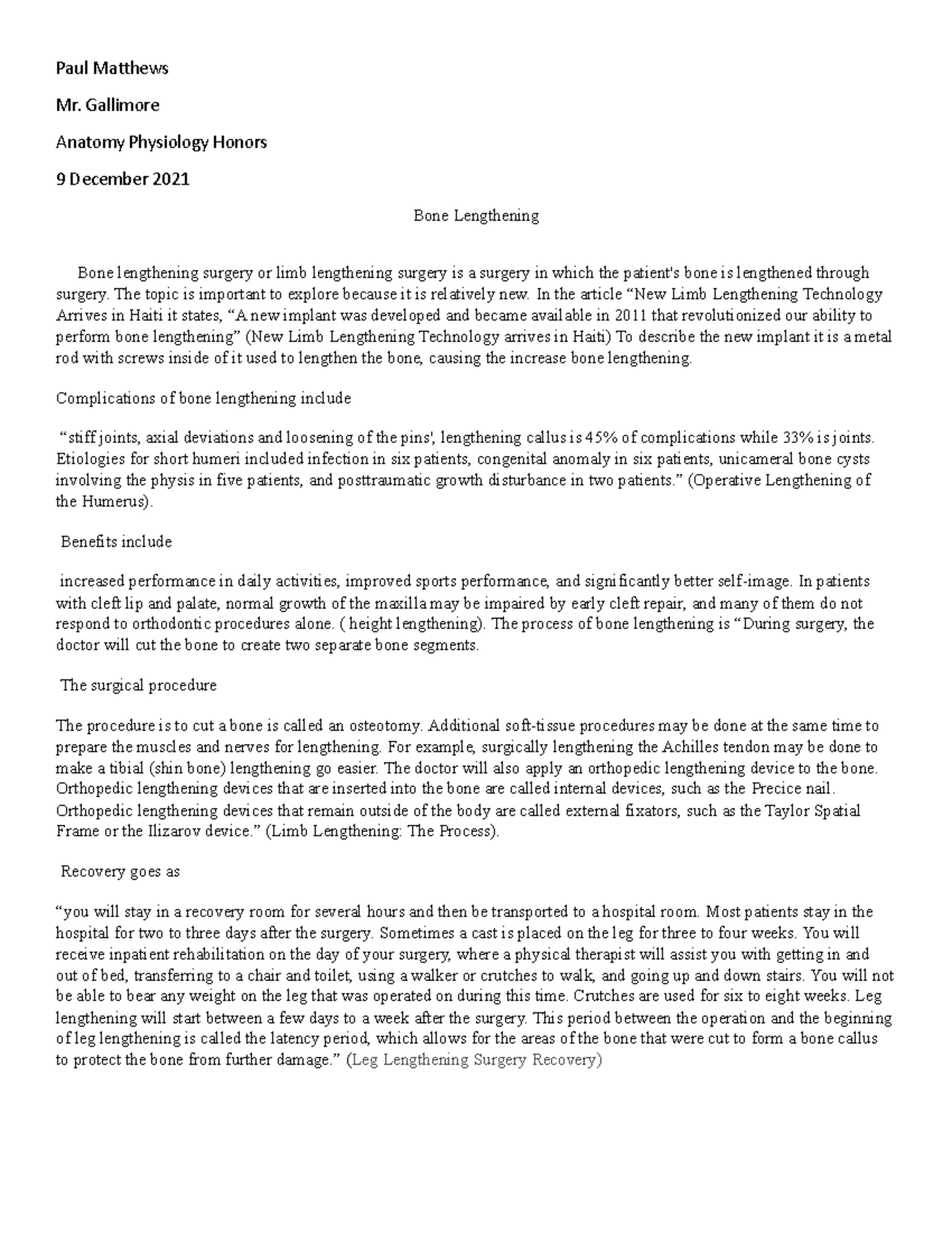 Document 145 - bone - Paul Matthews Mr. Gallimore Anatomy Physiology ...