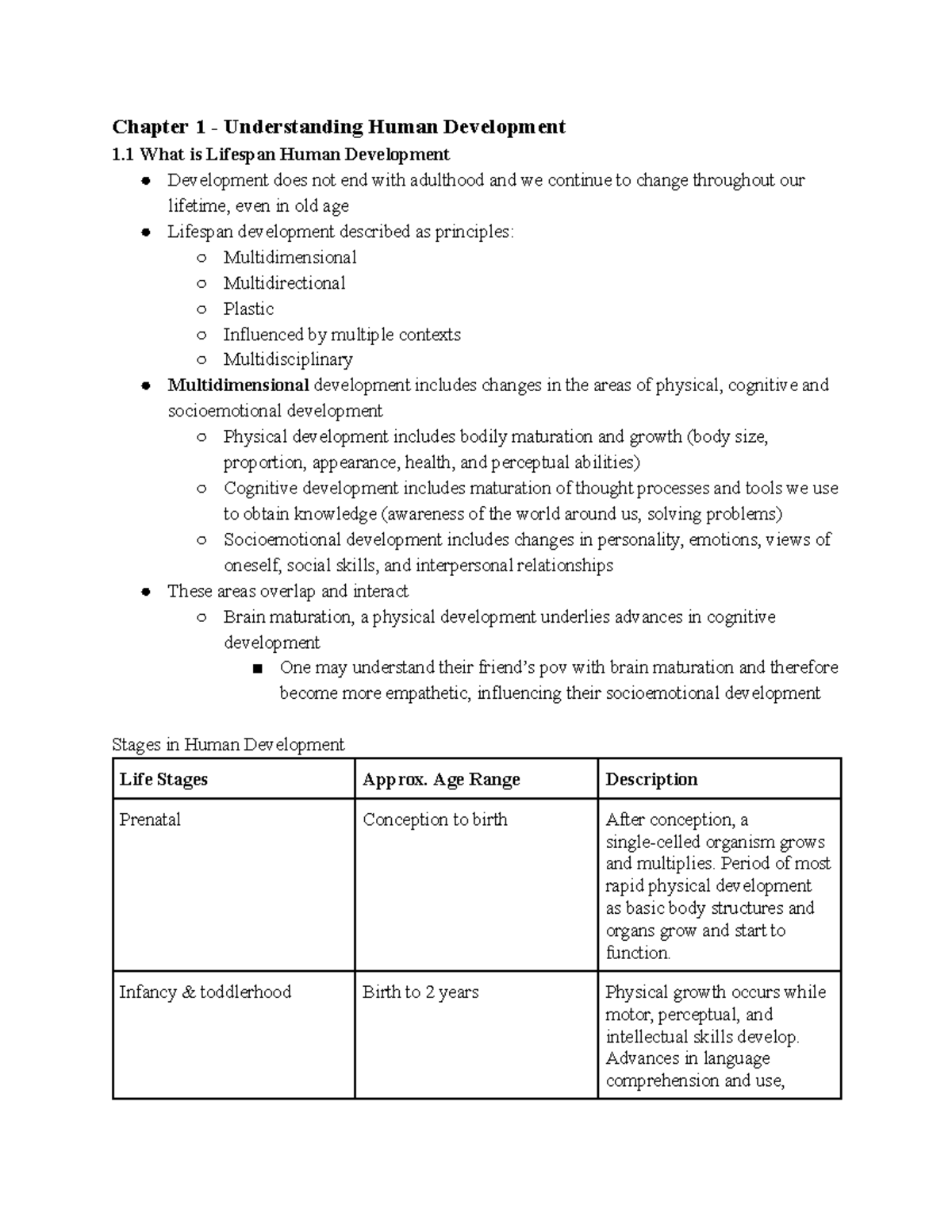 PSY376 Textbook Notes - Chapter 1 - Understanding Human Development 1 ...