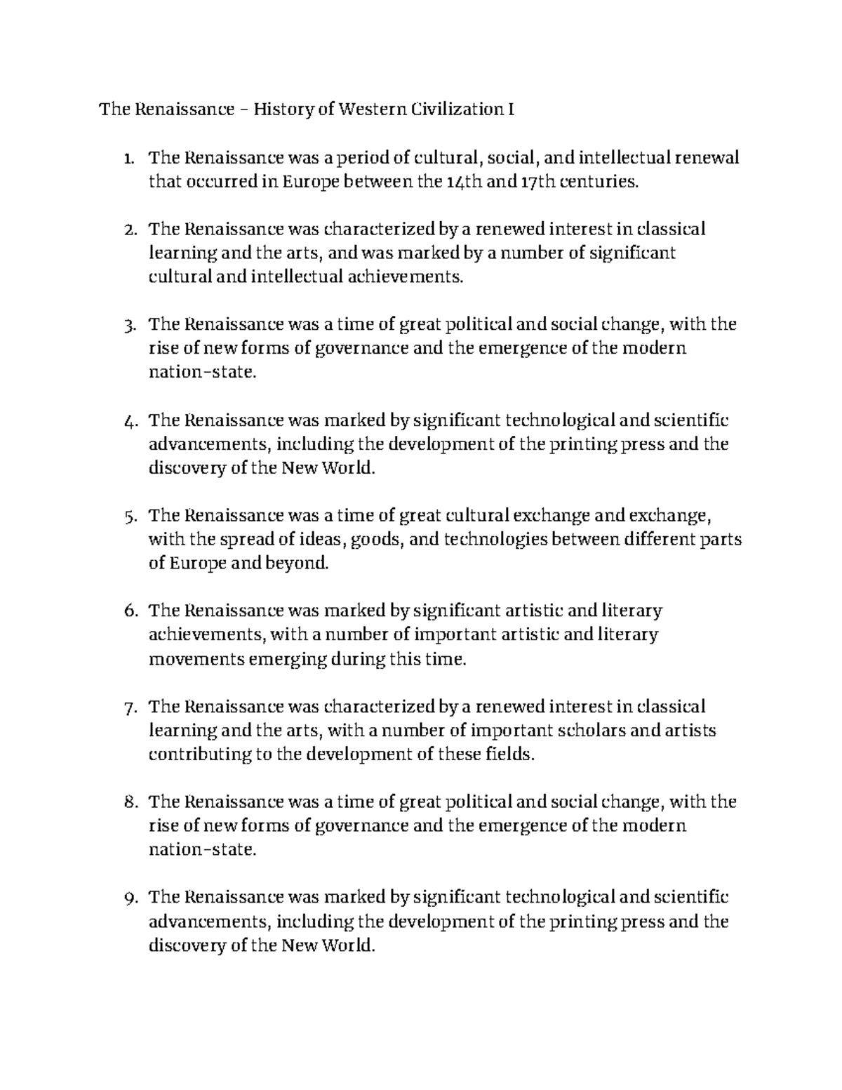 The Renaissance - Google Docs - The Renaissance - History of Western ...