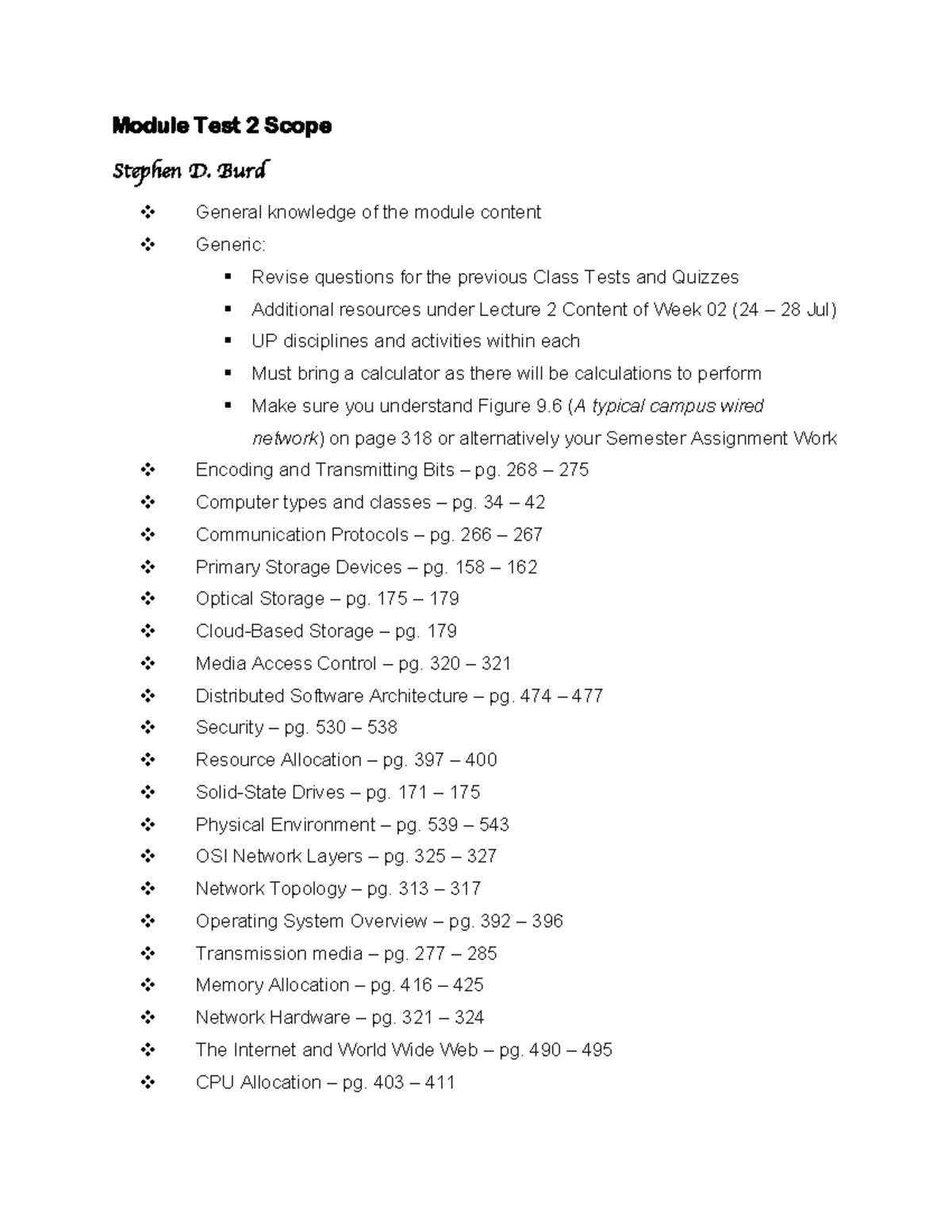 BCIS Semester TEST 2 scope - Module Test 2 Scope Stephen D. Burd ...