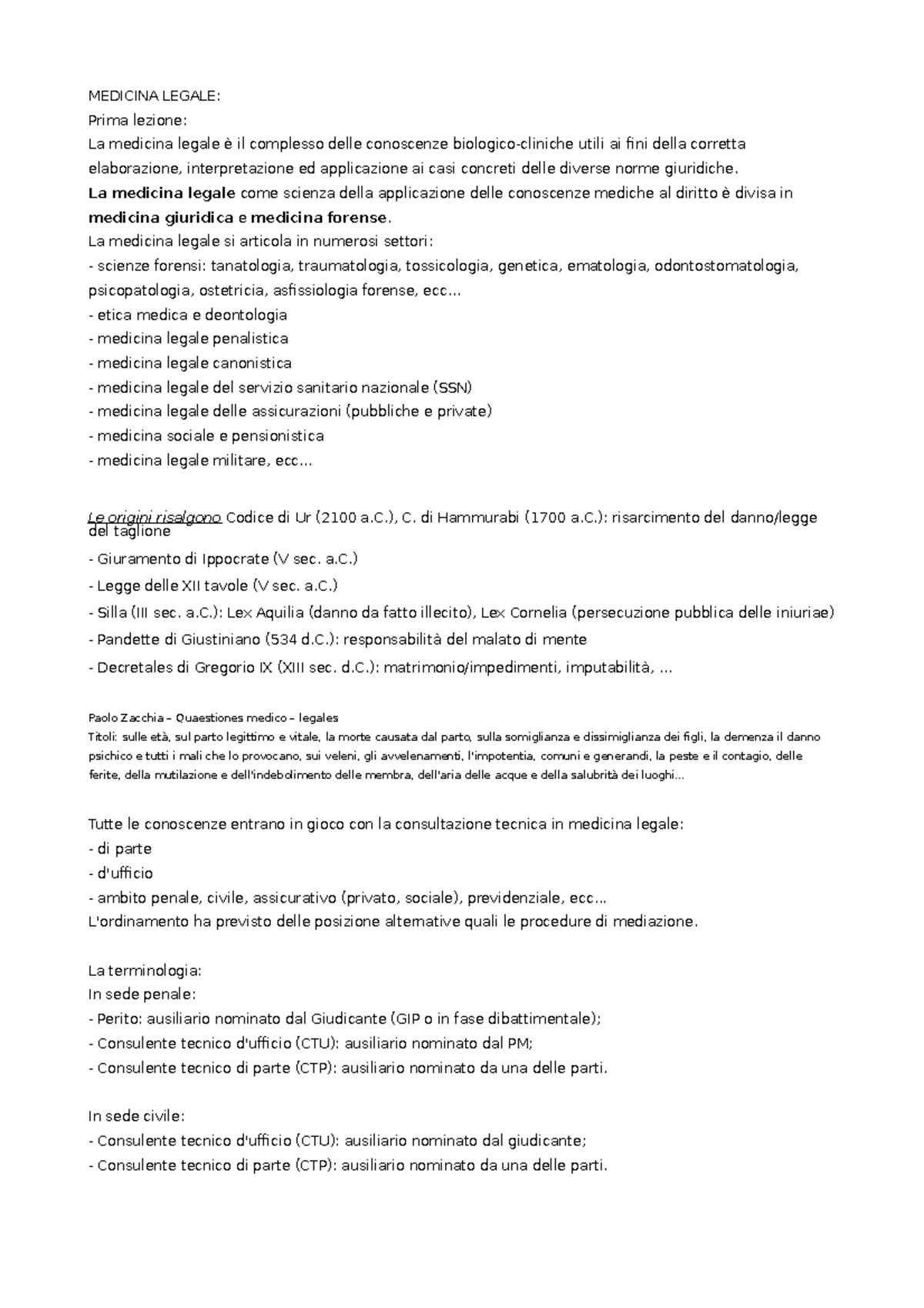 Medicina Legale - MEDICINA LEGALE: Prima lezione: La medicina legale è ...