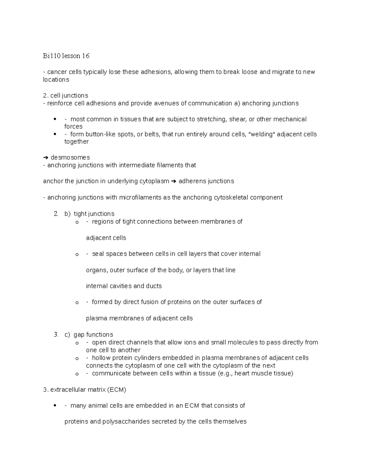Bi110 lesson 16 copy - business notes - Bi110 lesson 16 cancer cells ...