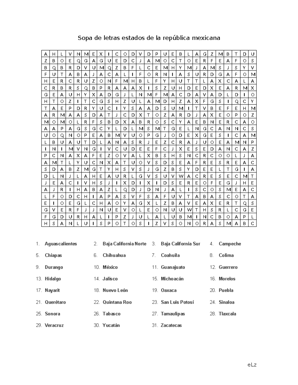 -Sopa-de-Letras-Estados-de-La-Republica-Mexicana- 5TO - Sopa de letras ...