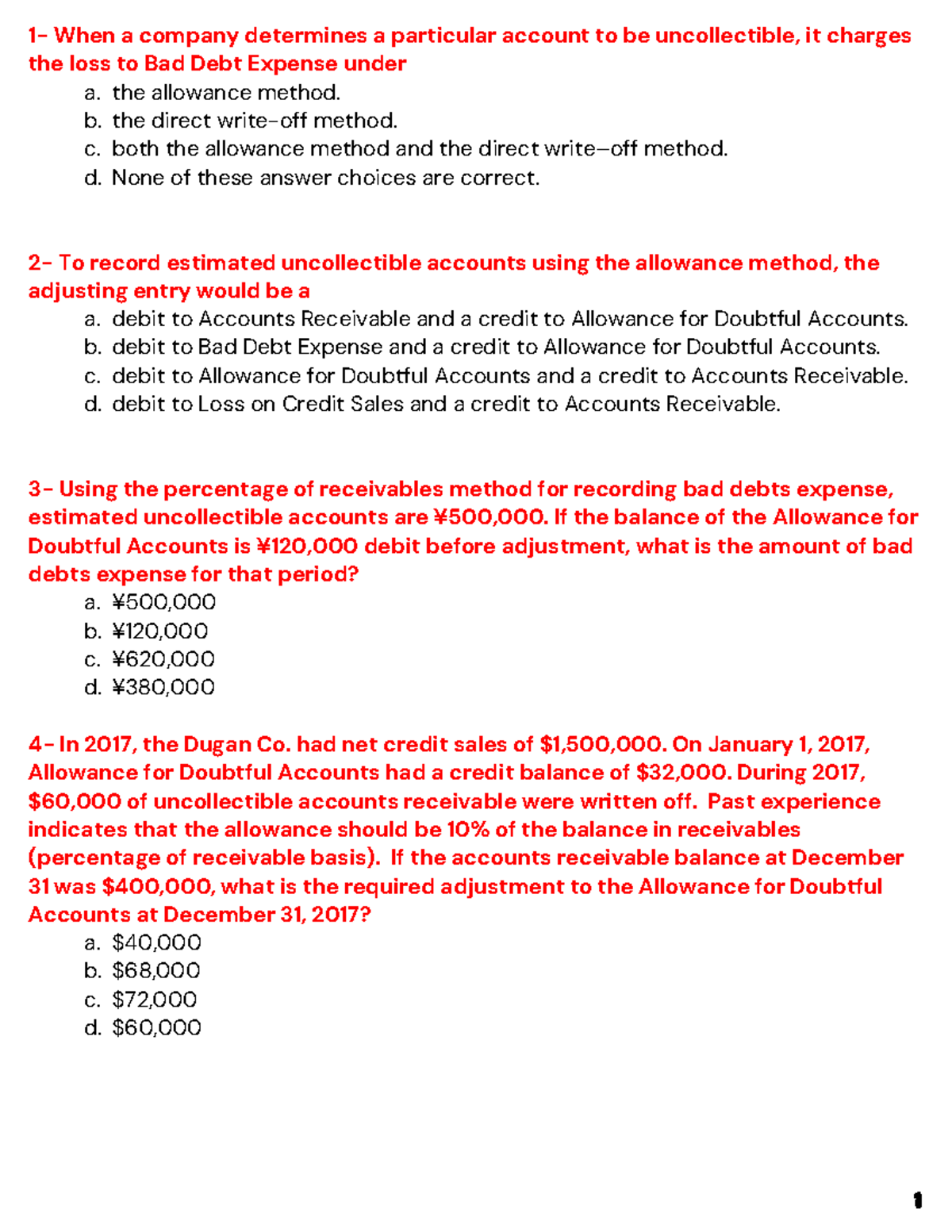 Exam 1-1 - accounting - 1- When a company determines a particular ...