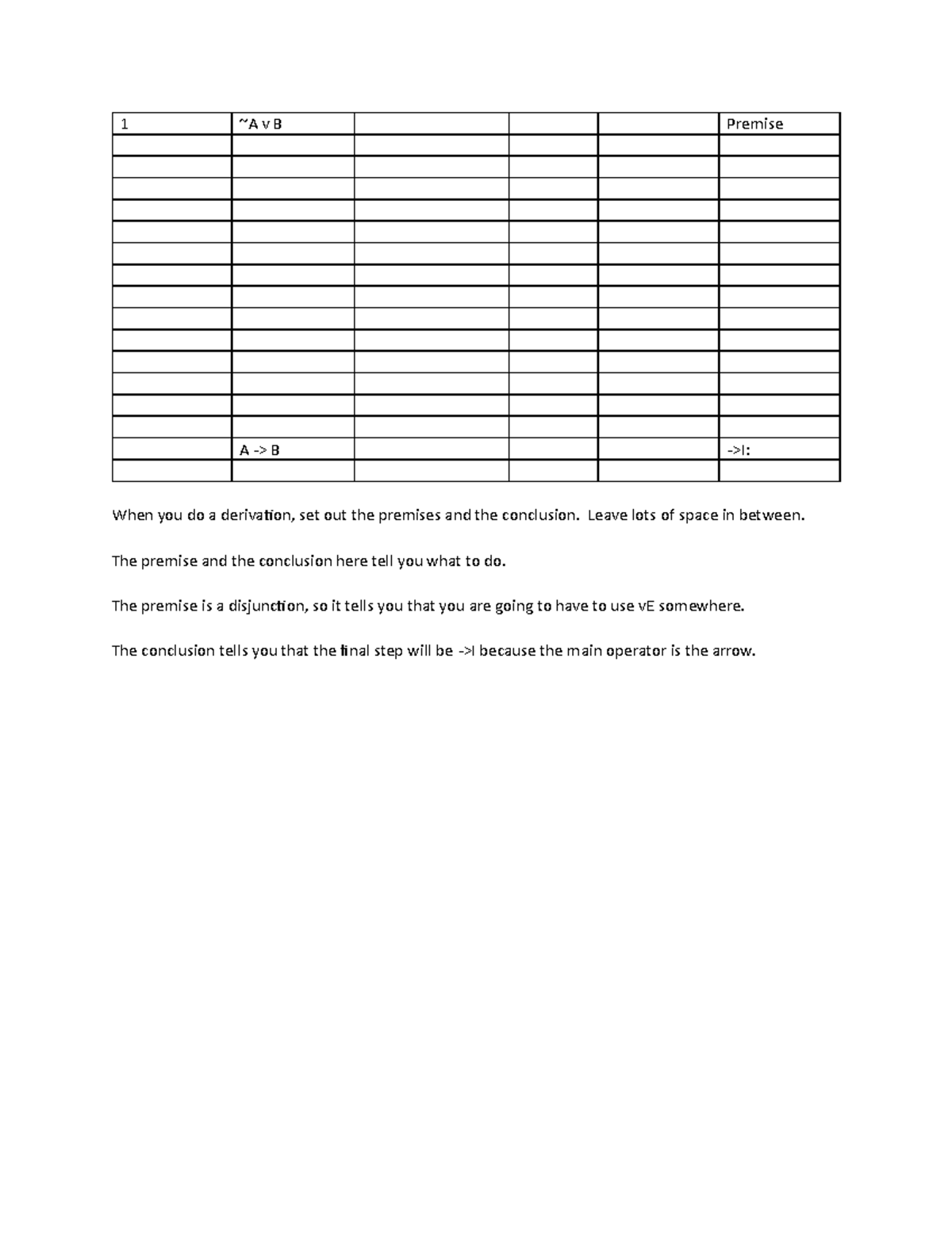 Natrual Deduction example/advice - A - > B - >I: When you do a ...