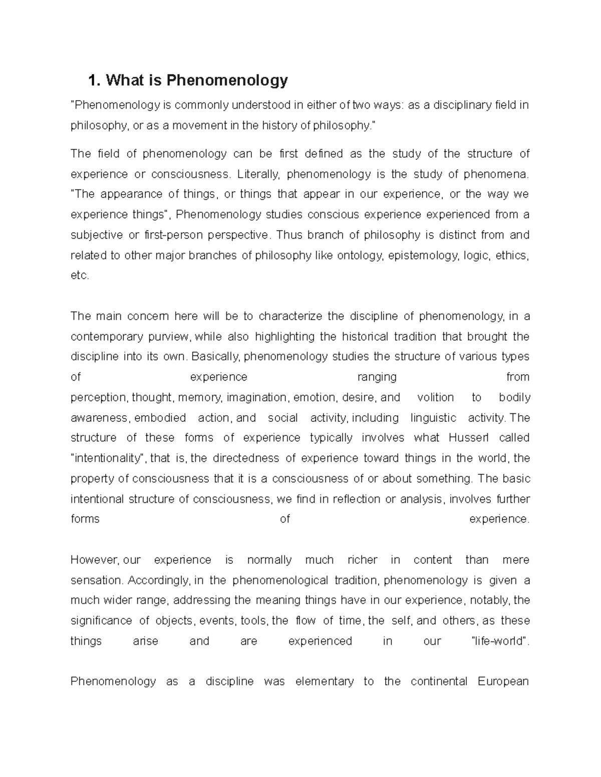 What is Phenomenology HBIS - 1. What is Phenomenology “Phenomenology is ...