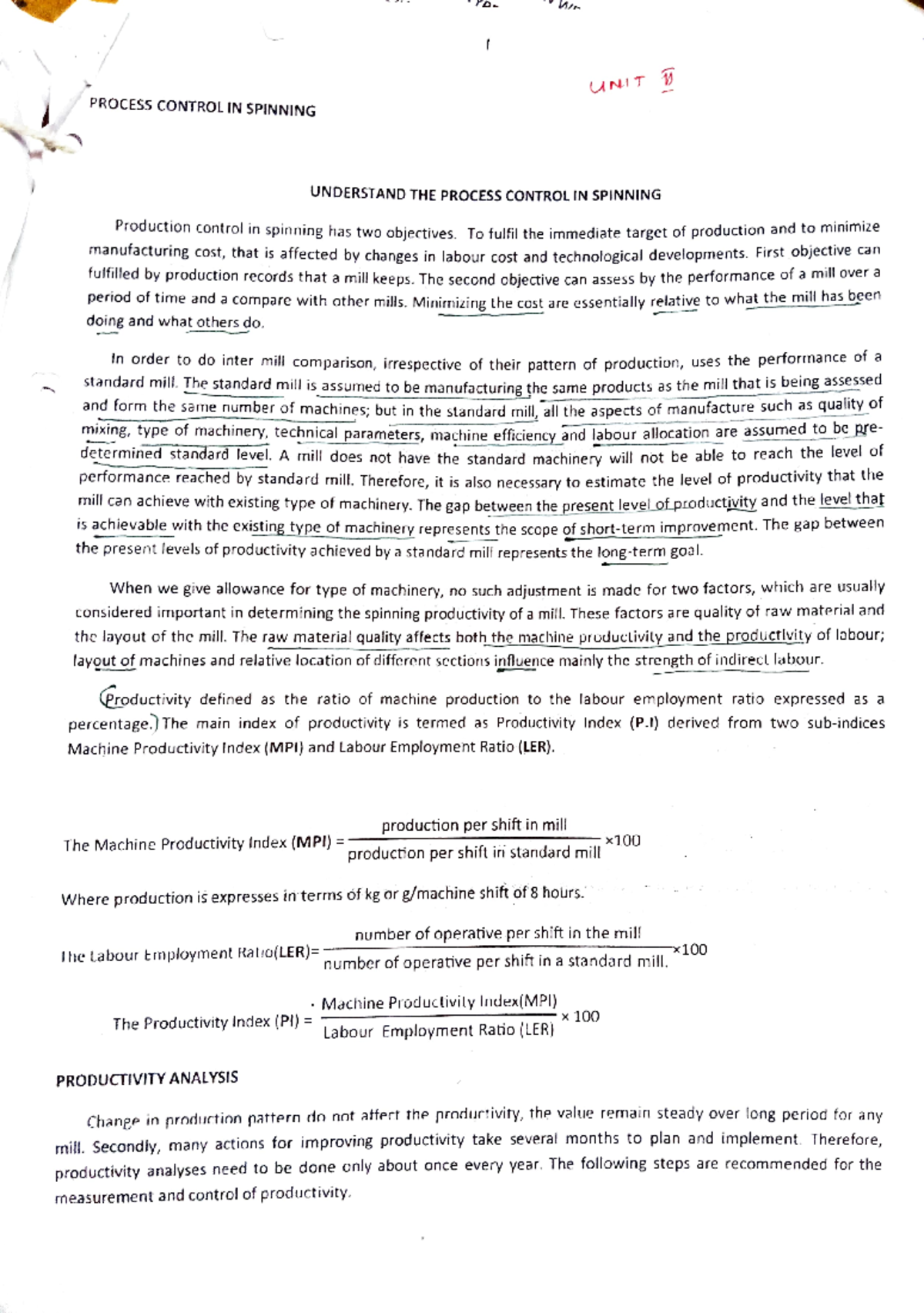 Process control module-2 - UNIT PROCESS cONTROLIN SPINNING UNDERSTAND ...