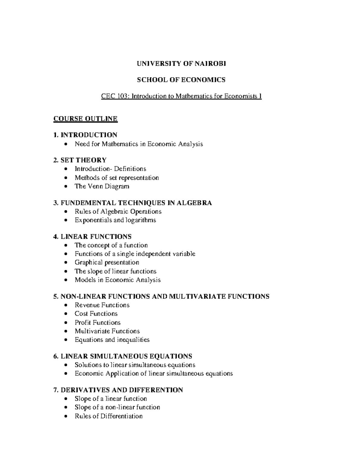 Mathematics For Economists 1 Introduction Need For Mathematics In Economic Analysis 2 Set