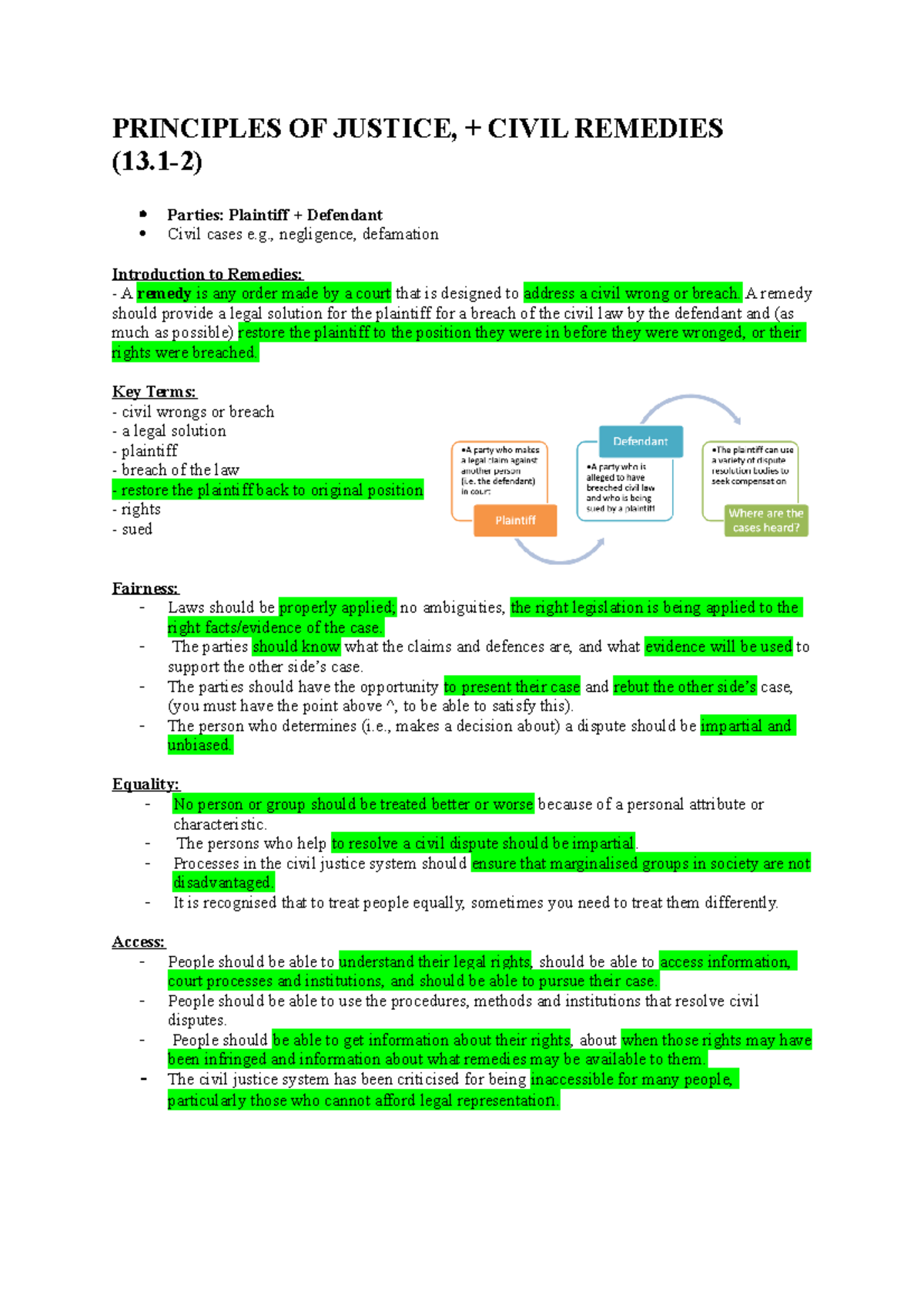 Principles OF Justice - Attached are notes for AOS1, sanctions in the ...
