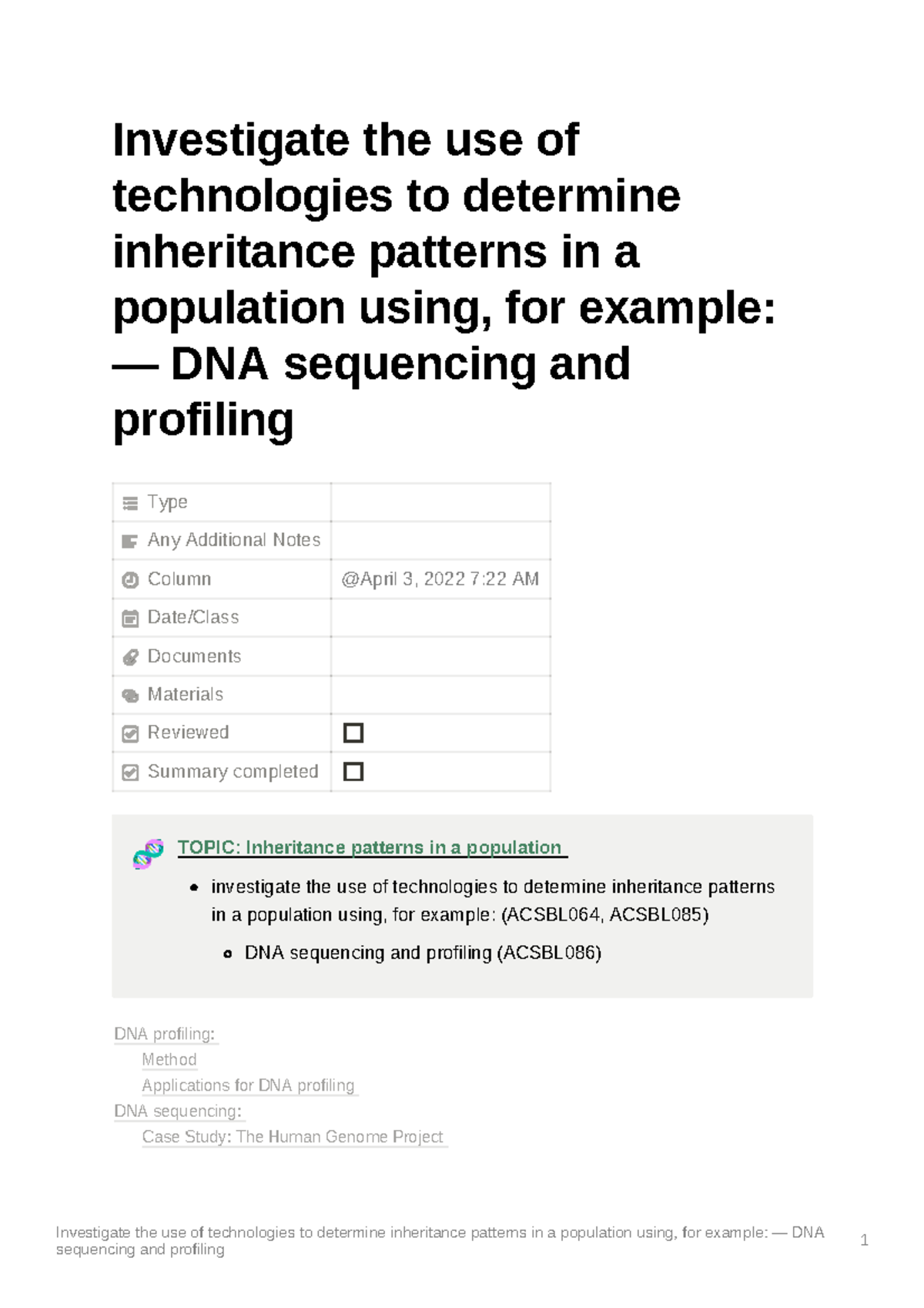Investigate The Use Of Technologies To Determine Inheritance Patterns In A Population Using For 