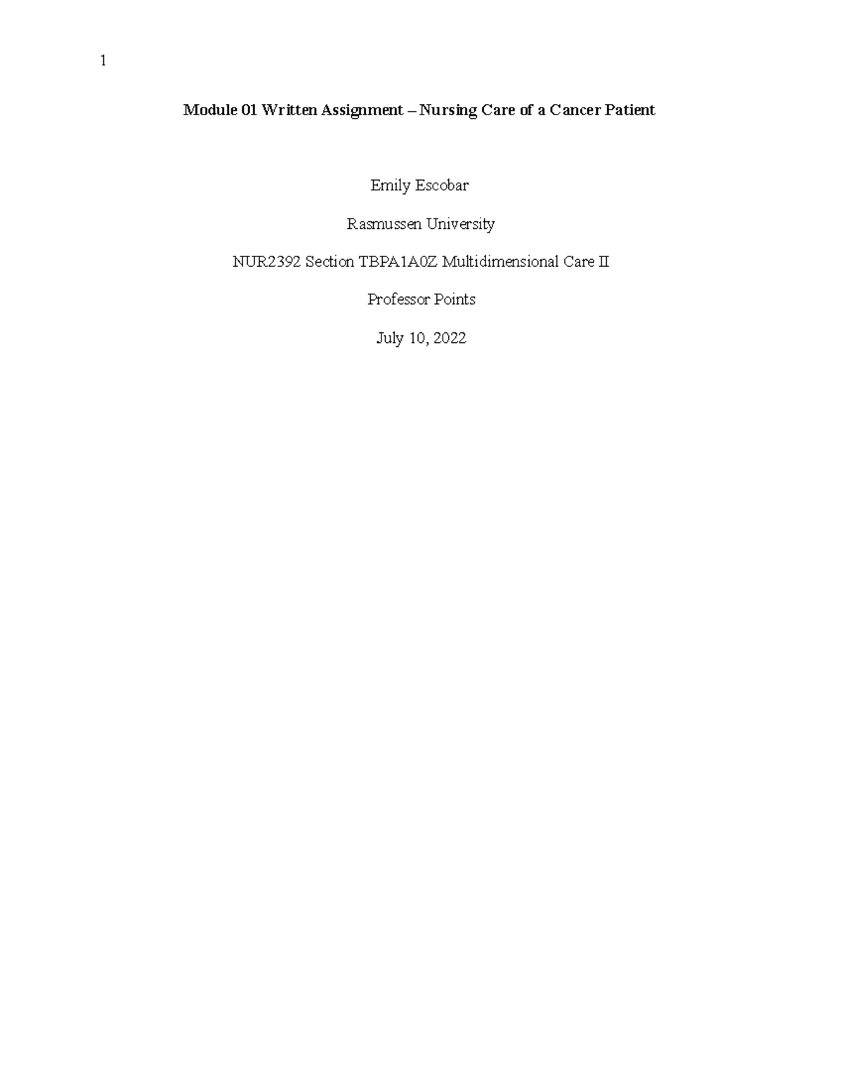 Eescobar Module 01Written Assignment 070922 - Module 01 Written ...