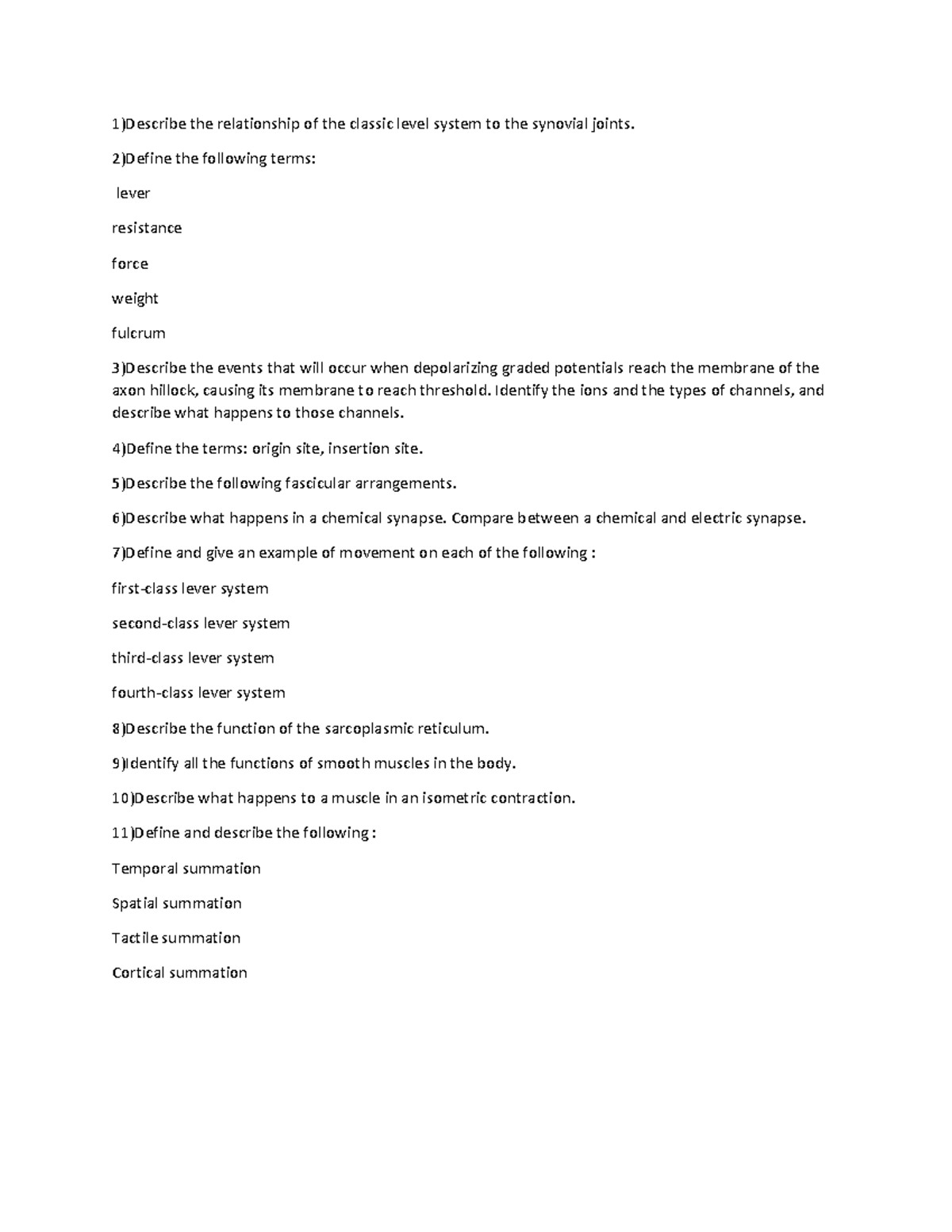 A&PII-Comprehensive Exam Concept Map - 1)Describe the relationship of ...