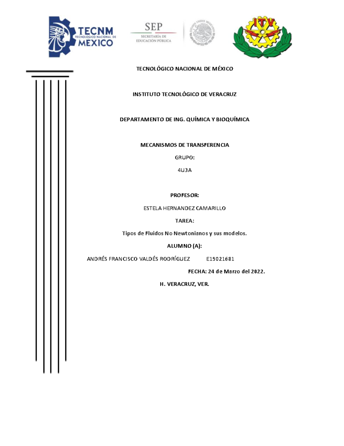 Tipos De Fluidos No Newtonianos - TECNOL”GICO NACIONAL DE M.. INSTITUTO ...