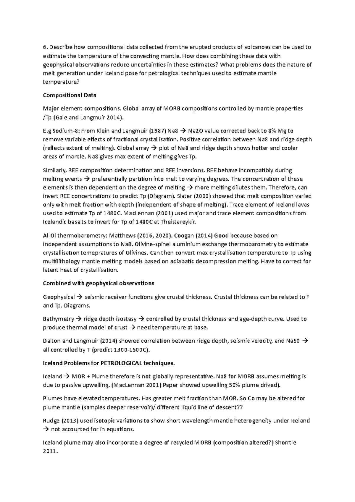 Mantle Tp Constraints Grade A Describe How Compositional Data Collected From The Erupted