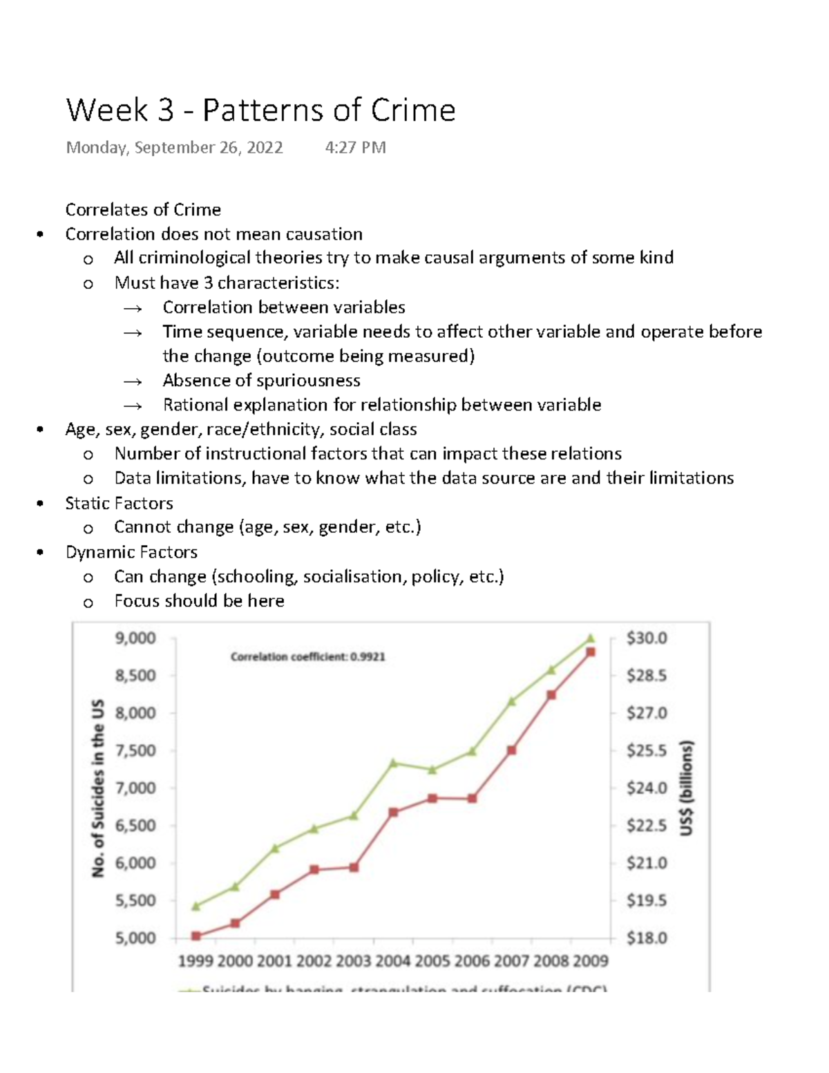 Week 3 - Patterns of Crime - Correlates of Crime Correlation does not ...
