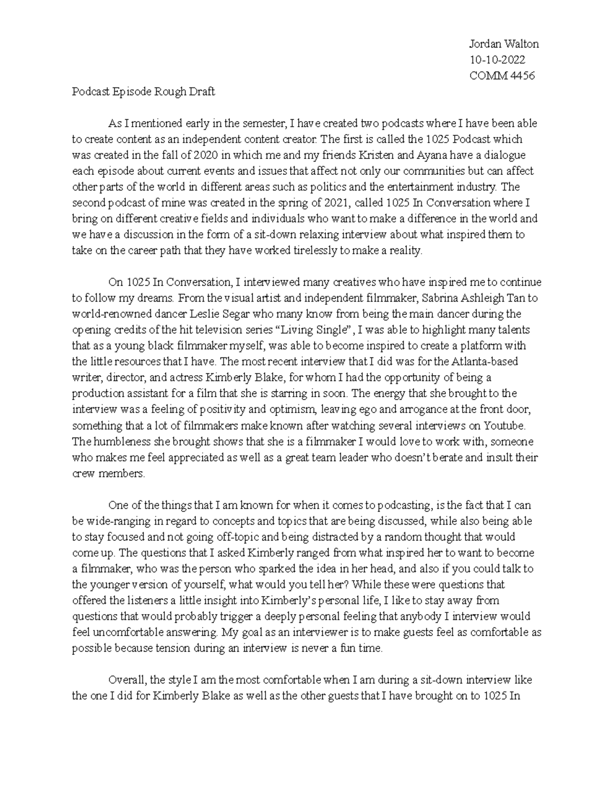 Podcast Episode Rough Draft 500 response - Jordan Walton 10-10- COMM ...