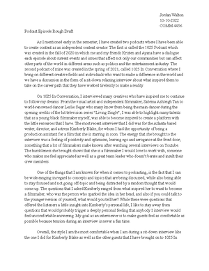 Video Story rough draft written response - Jordan Walton 11-9- COMM ...